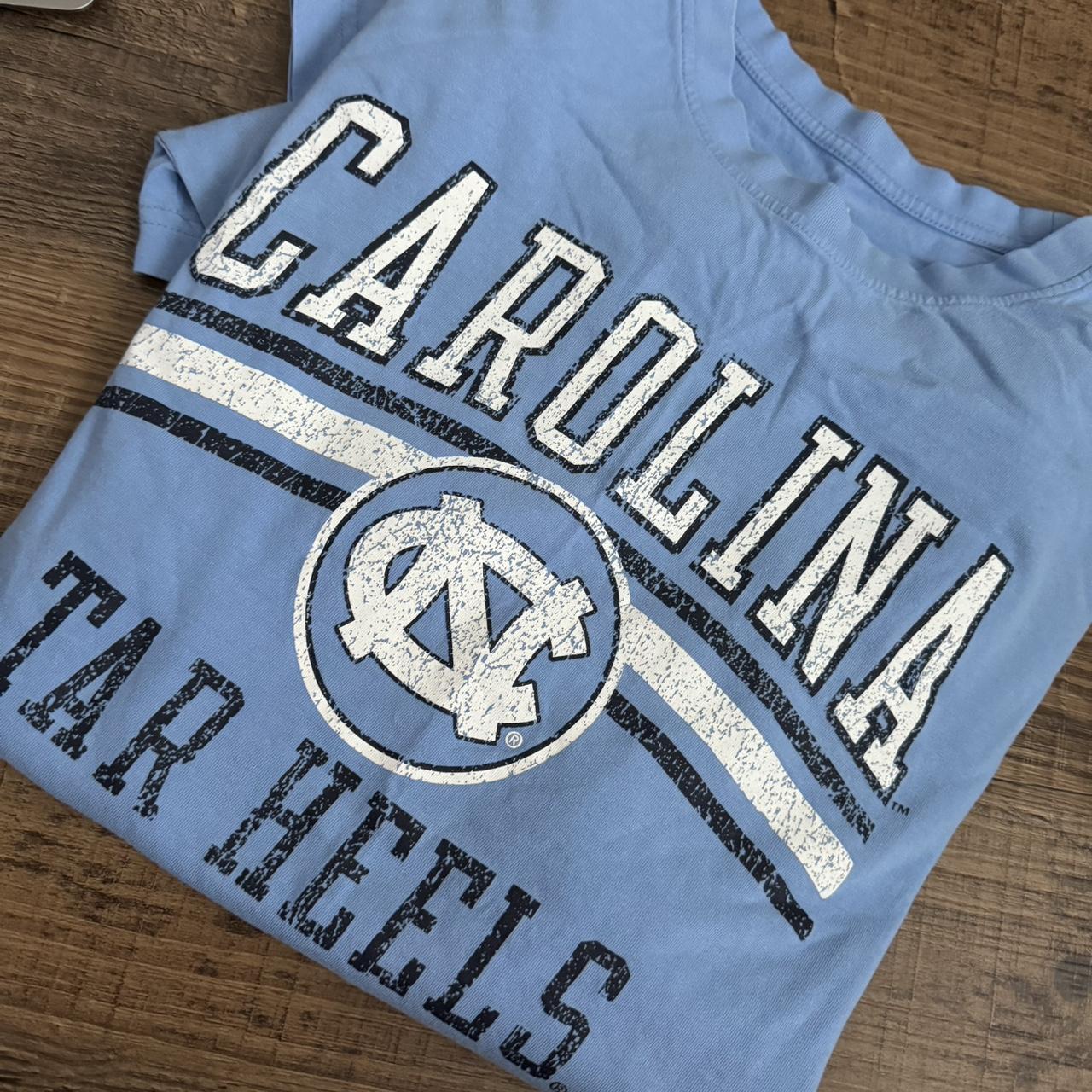 Carolina Tar Heels blue and white graphic tee - Depop