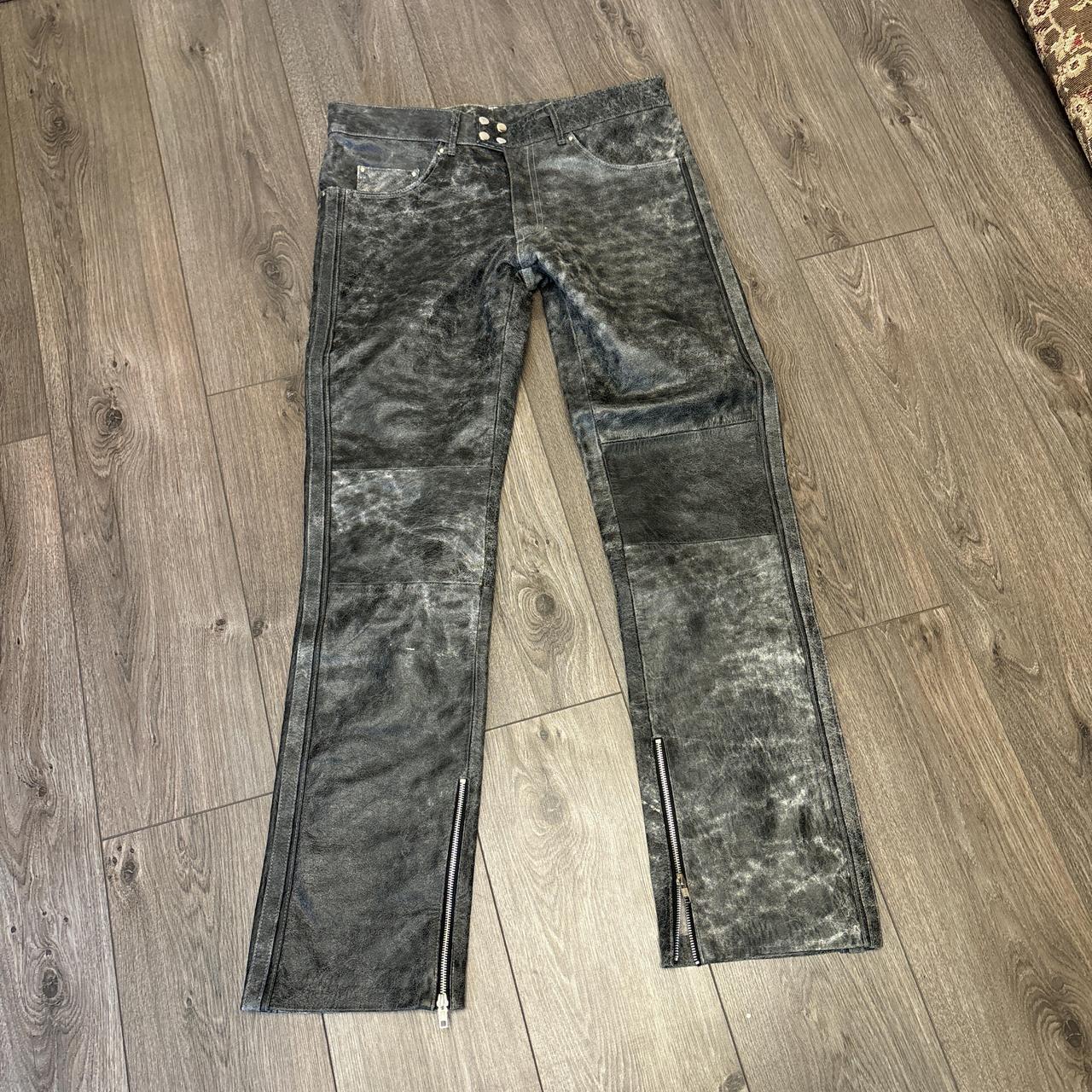 Osbatt Years of Tears ash/black leather jeans. Size... - Depop