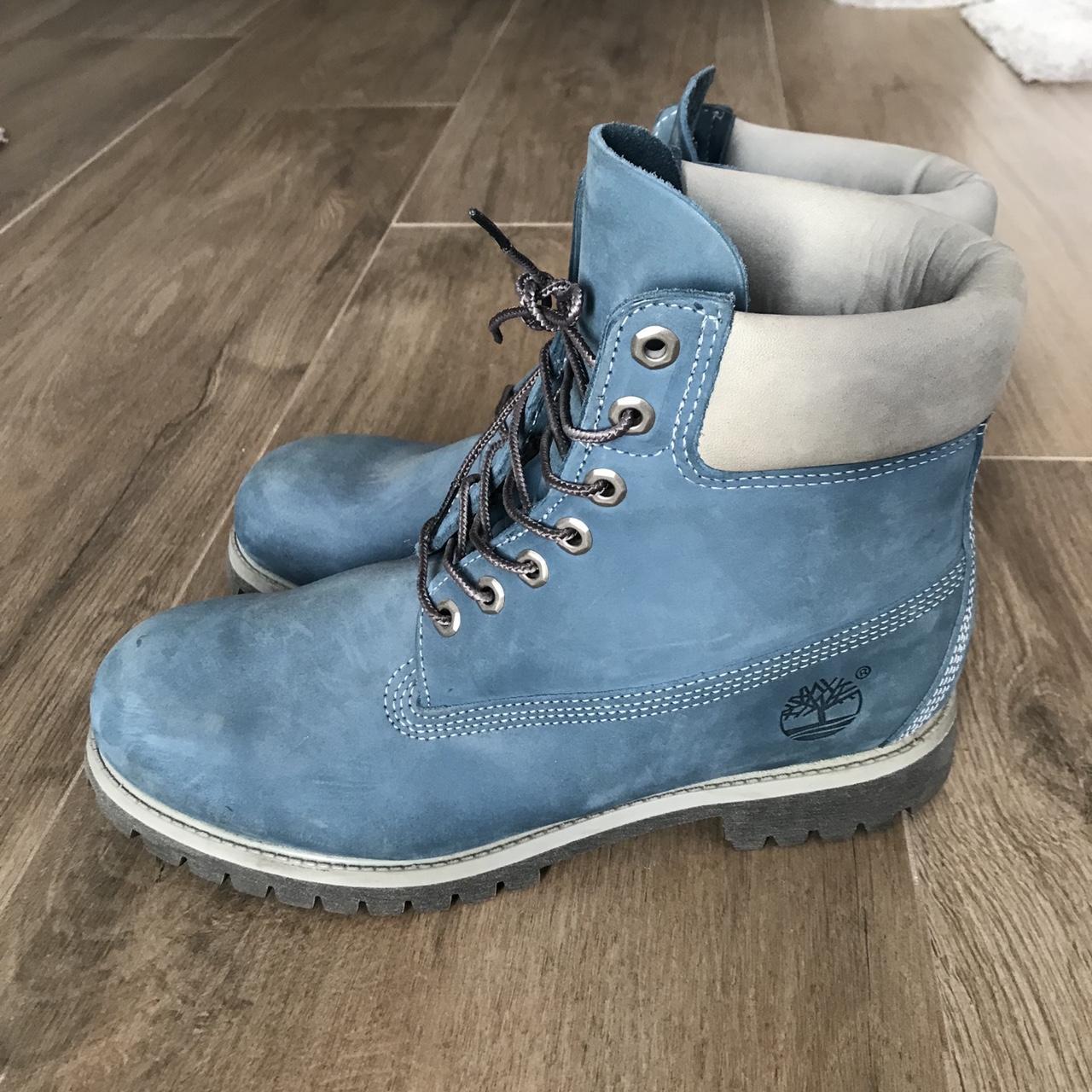 Rare blue with grey Timberland Premium 6 inch boots.... - Depop