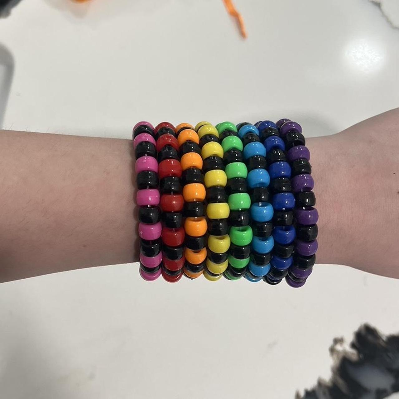 8 rainbow colors Kandi bracelets Made with elastic... - Depop