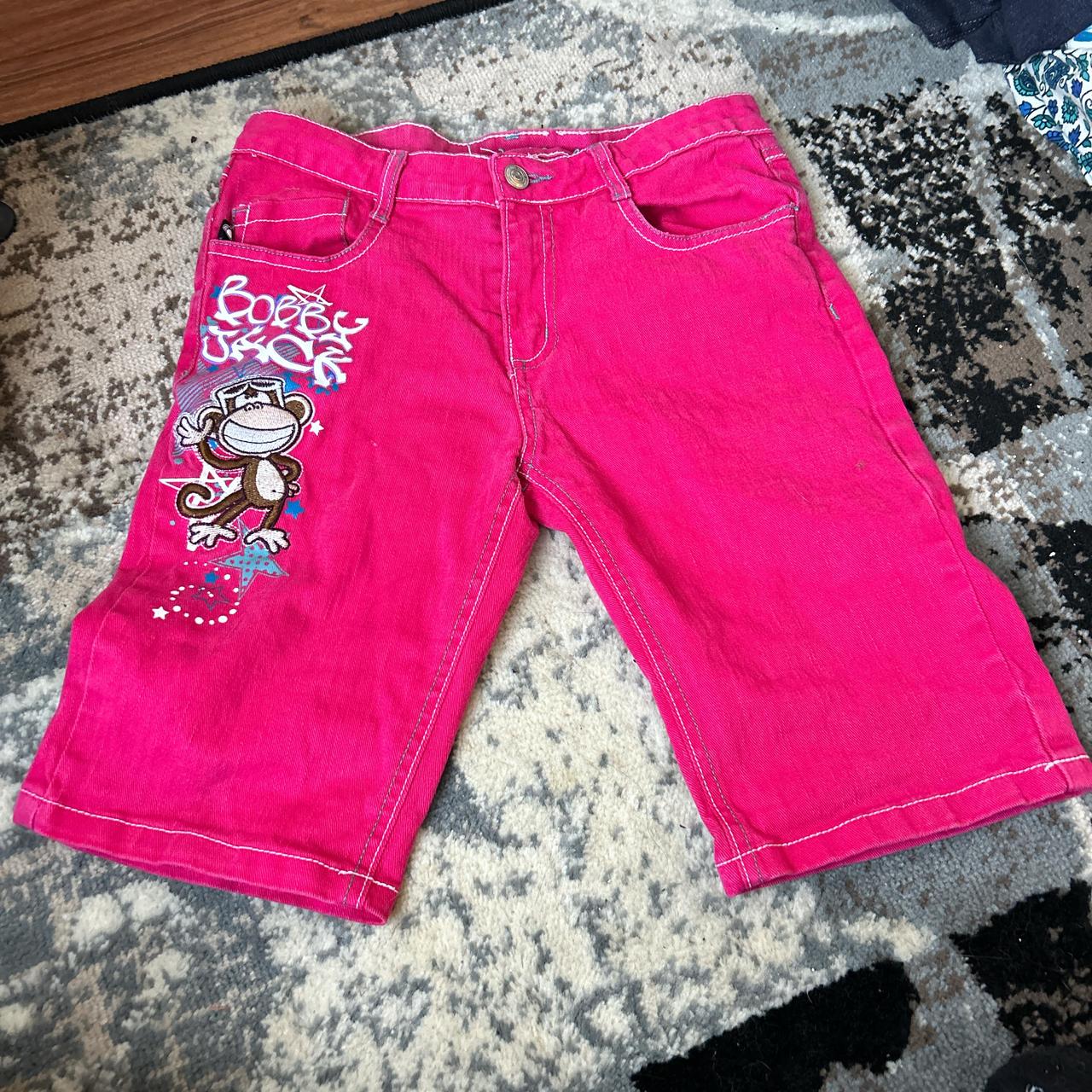 Pink Bobby Jack jorts Size 14, would comfortably... - Depop