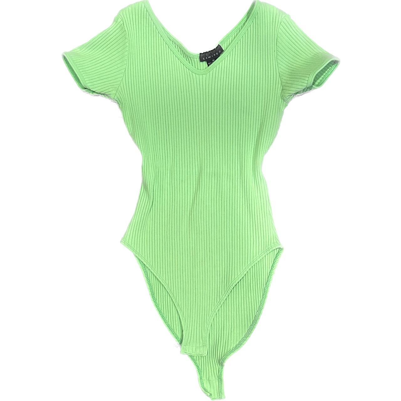 Neon green color ribbed body suit from the limited.... - Depop