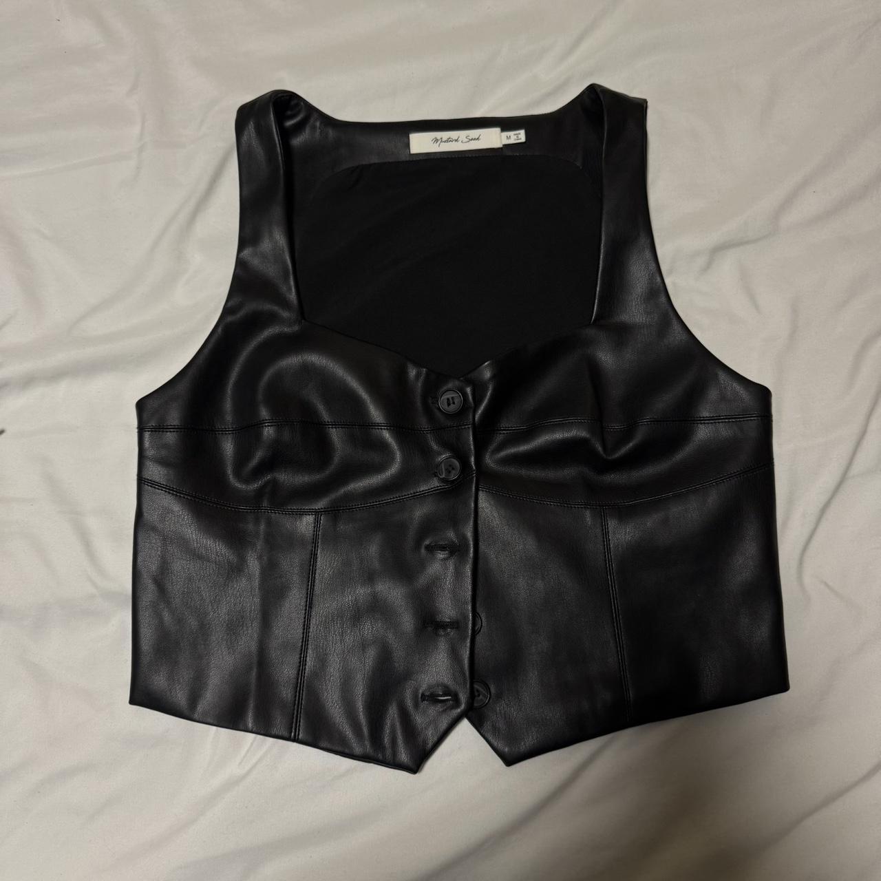 Faux Leather button up corset vest top - Depop