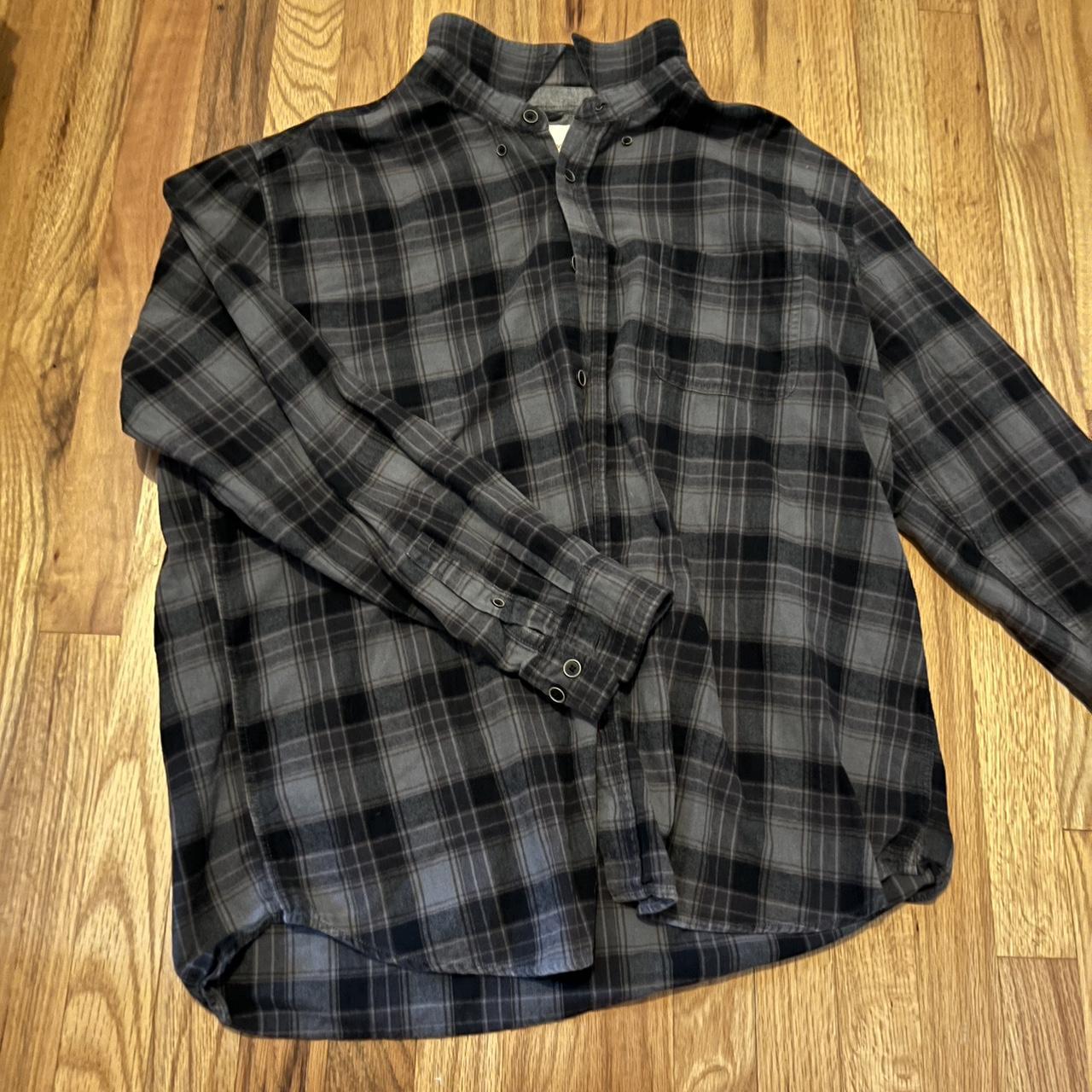 comfy black and grey plaid flannel size mens xxl.... - Depop