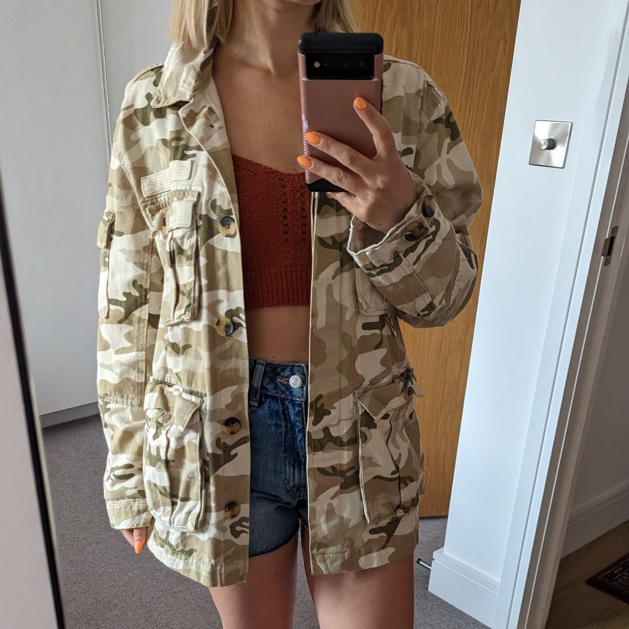 Bershka camo oversized jacket / shacket Size small ~... - Depop