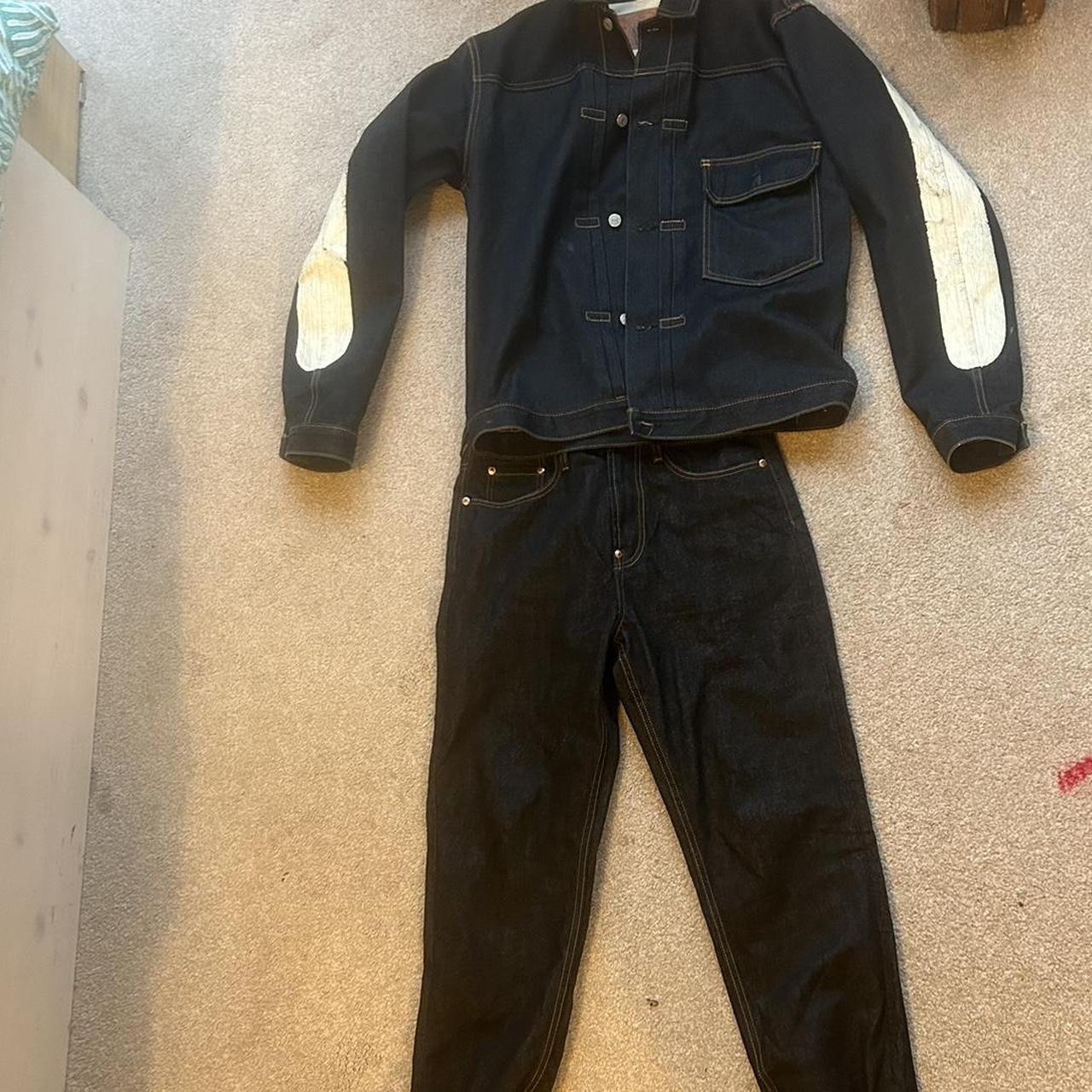 full evisu denim set jeans 30W and 34L jacket medium - Depop