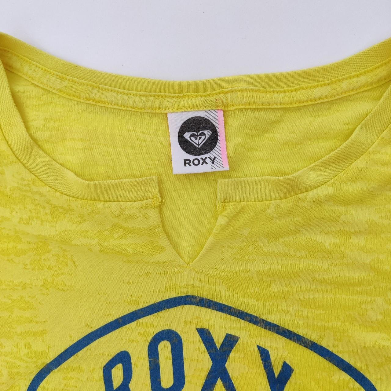 Early 2000s, Roxy yellow with blue logo print... - Depop