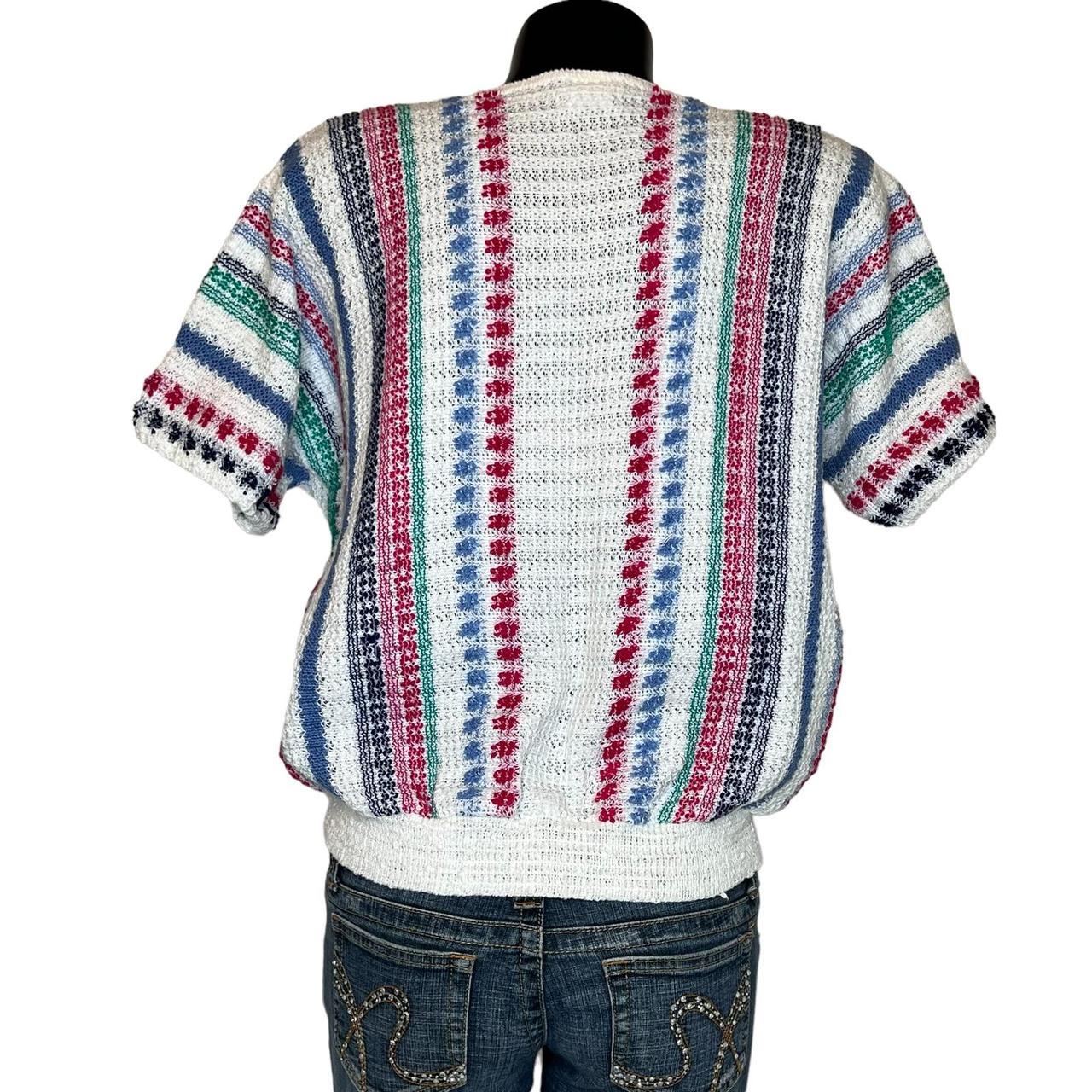 Koret VINTAGE Striped Semi Open Knit T-Shirt Top... - Depop