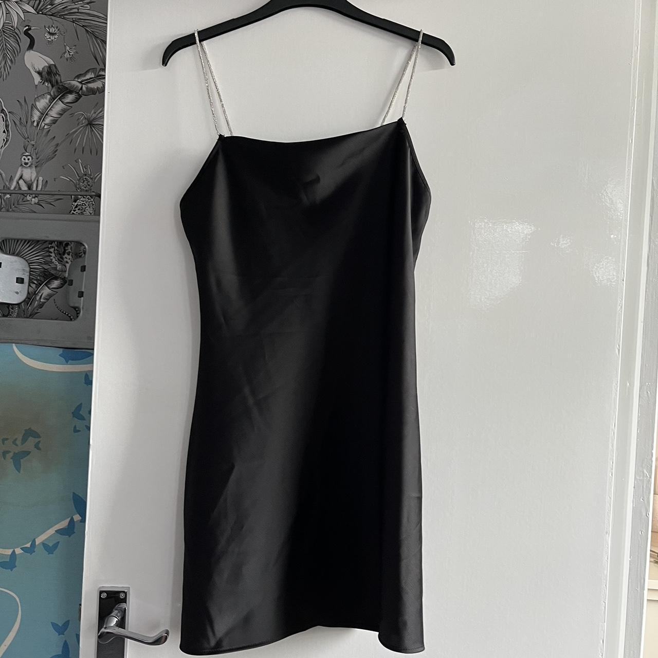 Primark black satin dress with diamond straps.... - Depop