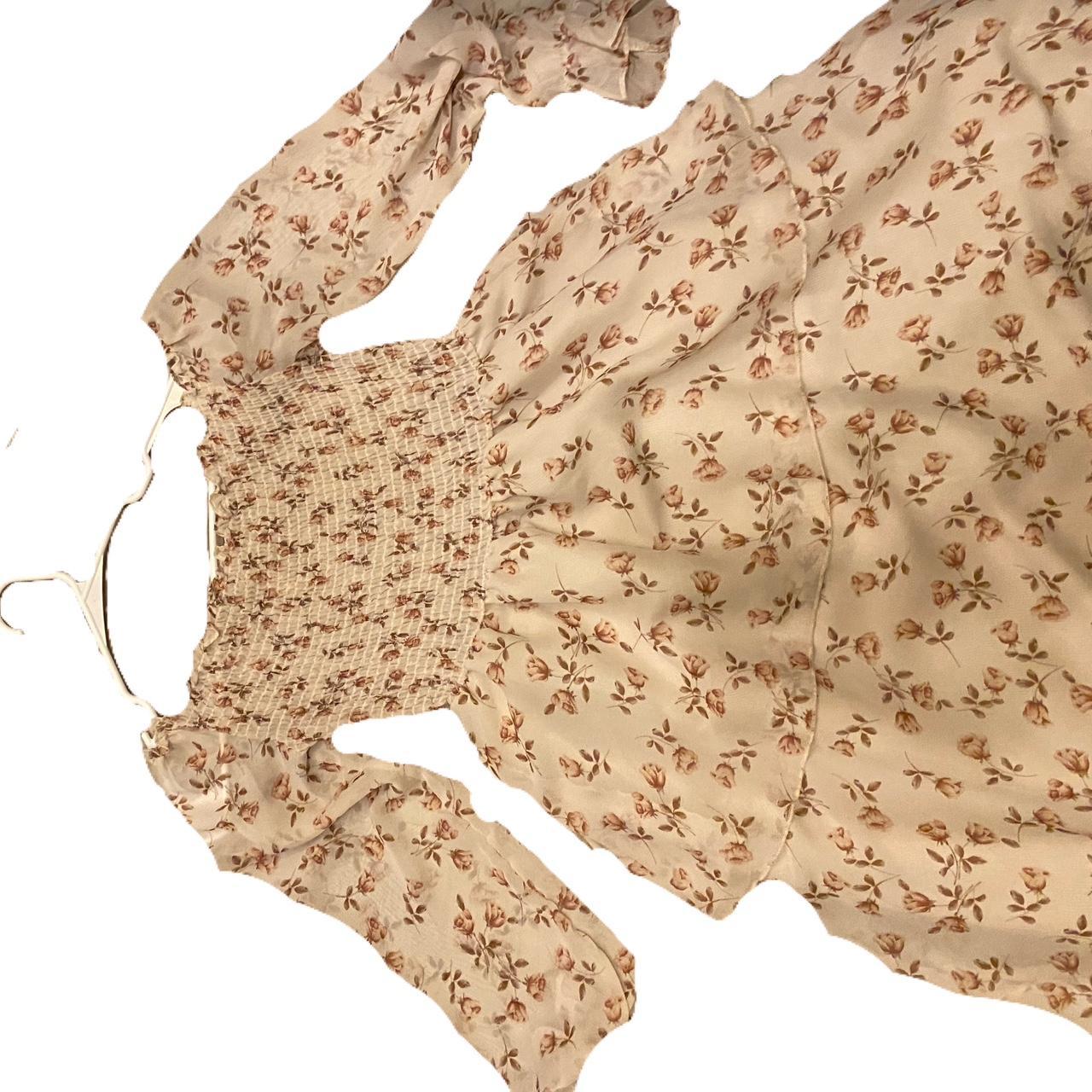 Shein Long floral dress. Cream & pink, long sleeve... - Depop