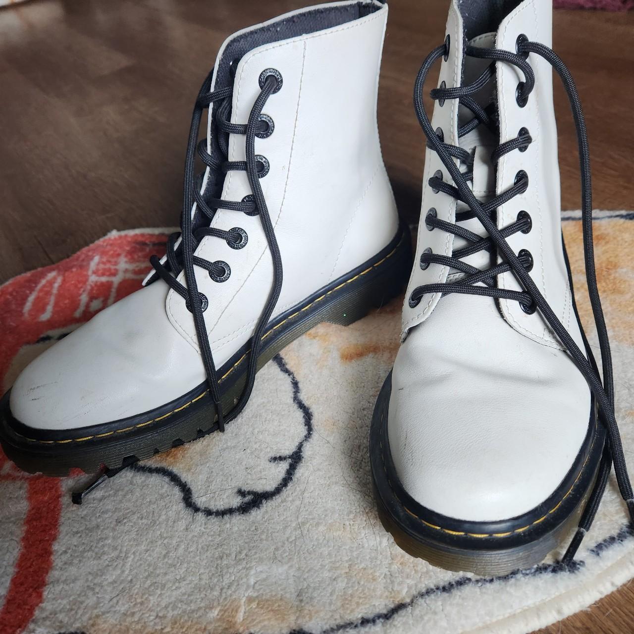 White doc Martin combat boots!! - Depop