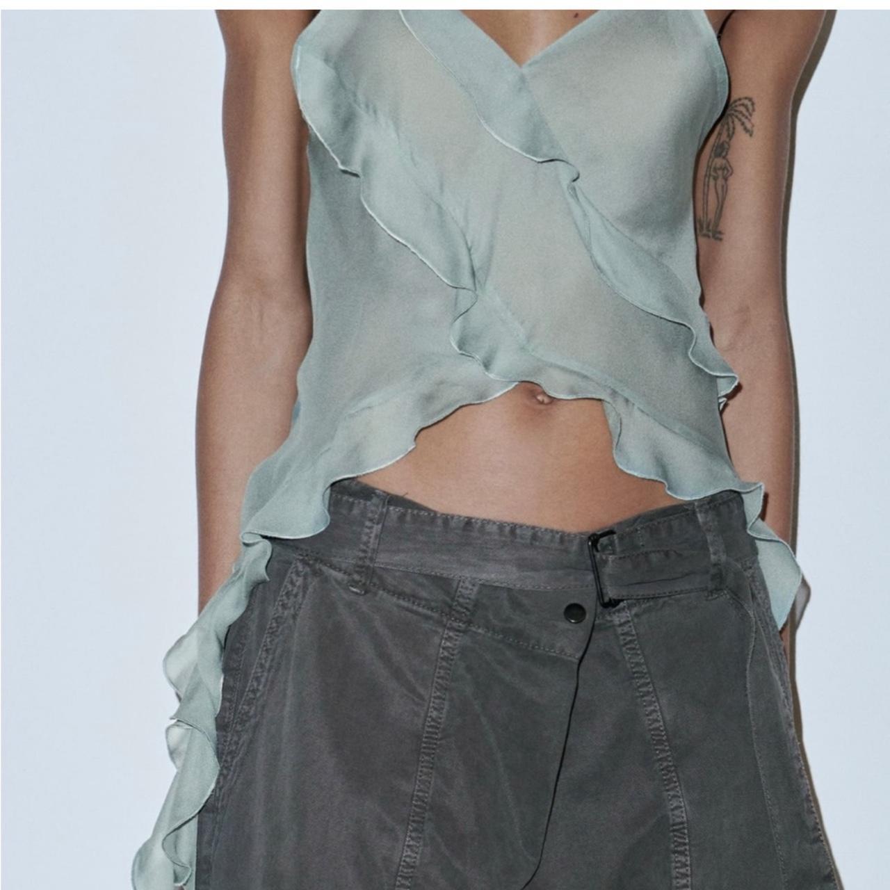 Zara ruffle top. Worn one. Not sold anymore. - Depop