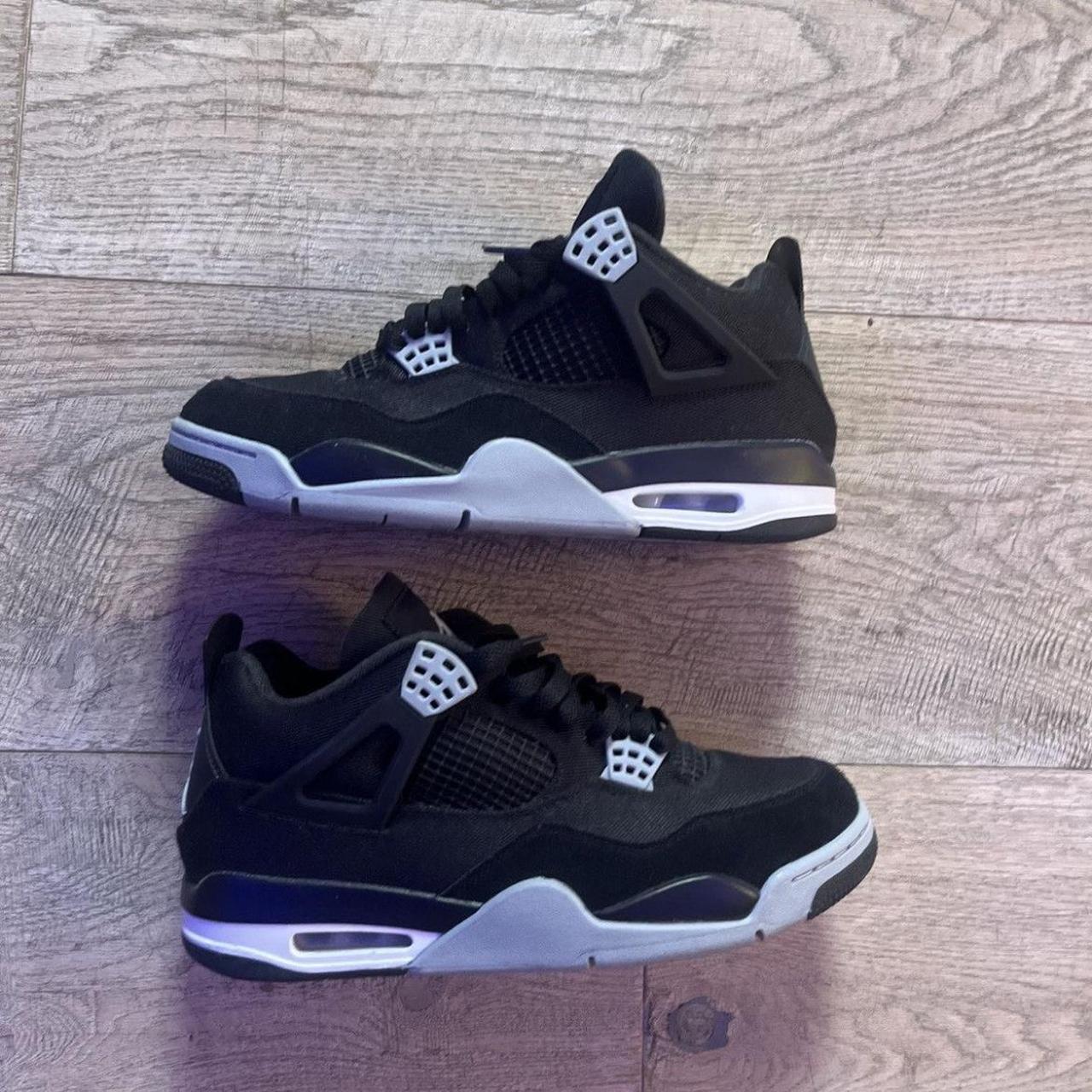 Black canvas air Jordan 4s Size 11 Amazing... - Depop