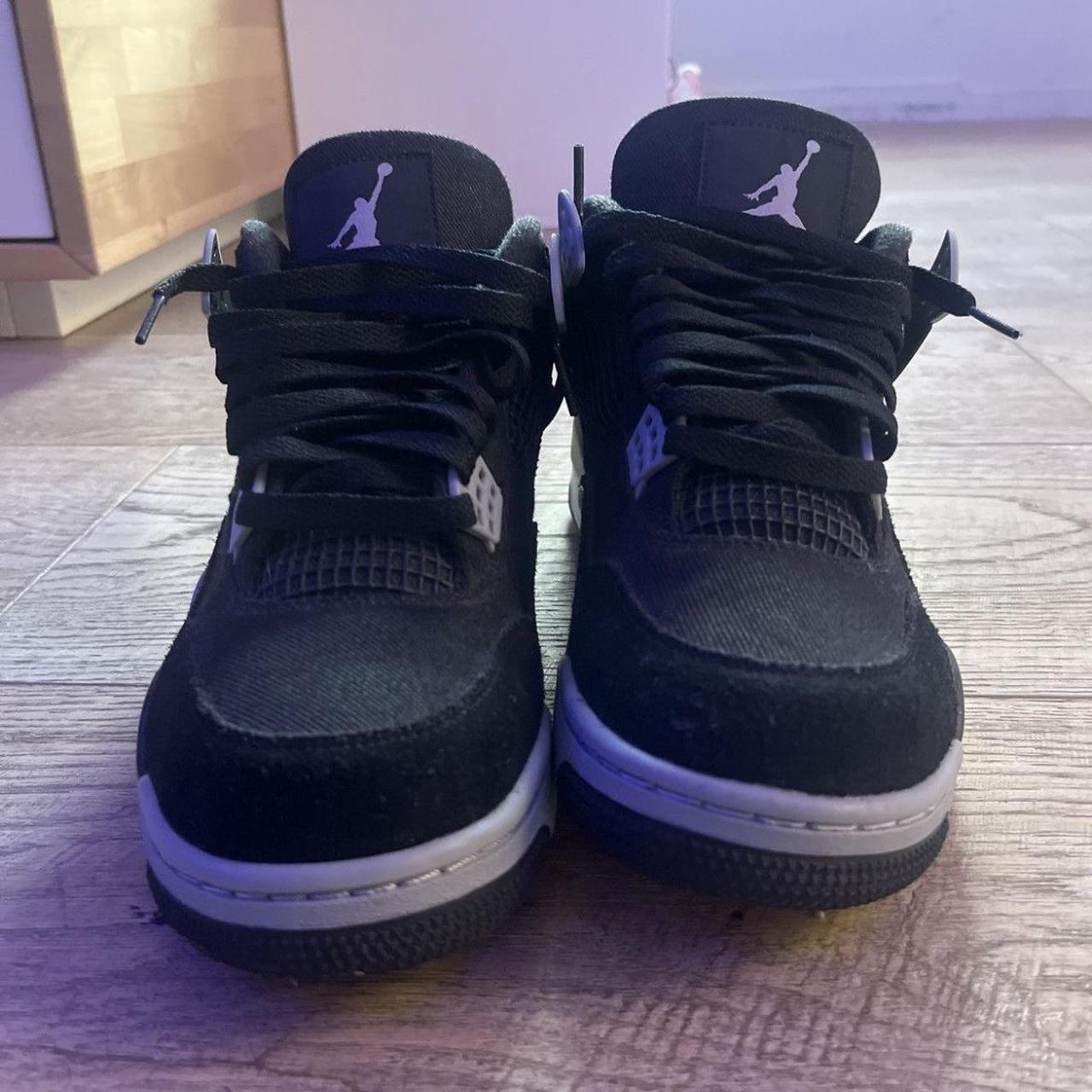 Black canvas air Jordan 4s Size 11 Amazing... - Depop