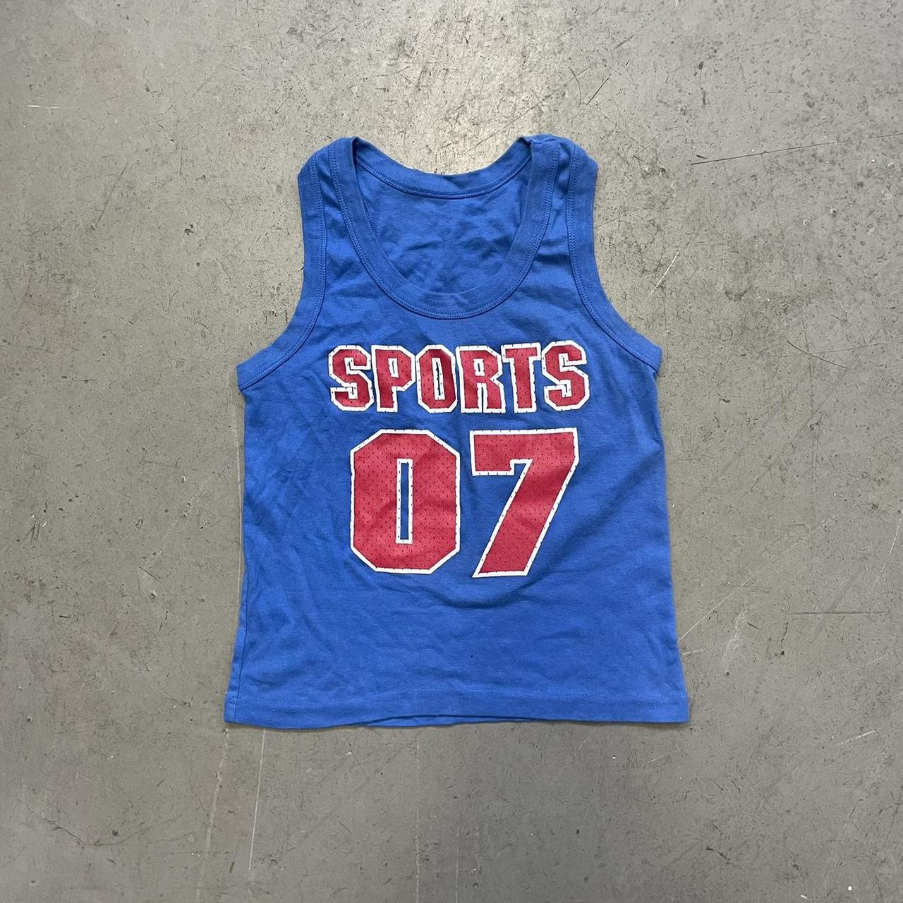 Blue sports style y2k tank top - size S best fit - Depop