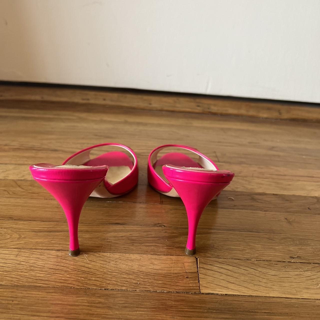 Brian Atwood Hot Pink Mules Kitten Heels - Depop