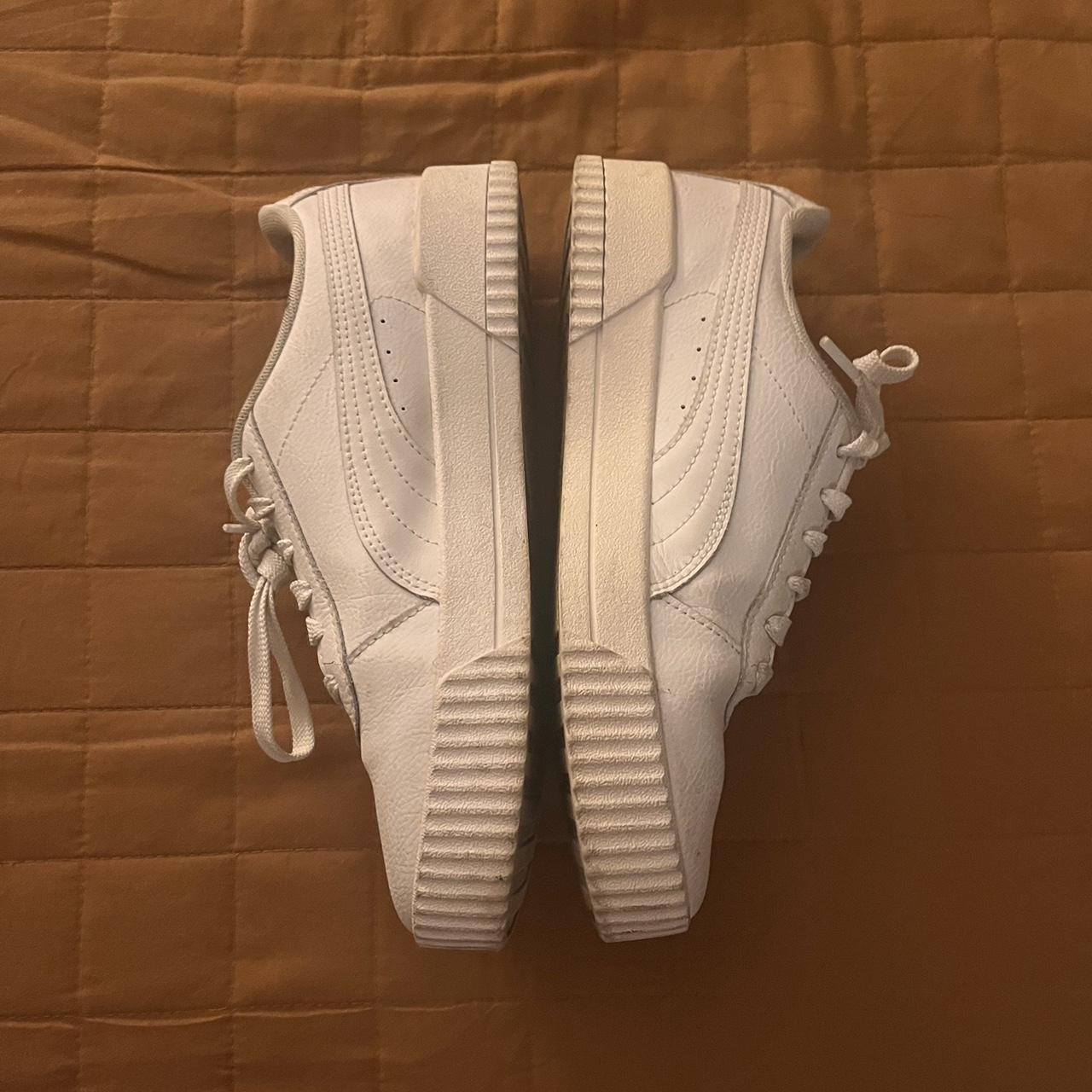 white pumas with cushioned sole. SO comfy i just... - Depop