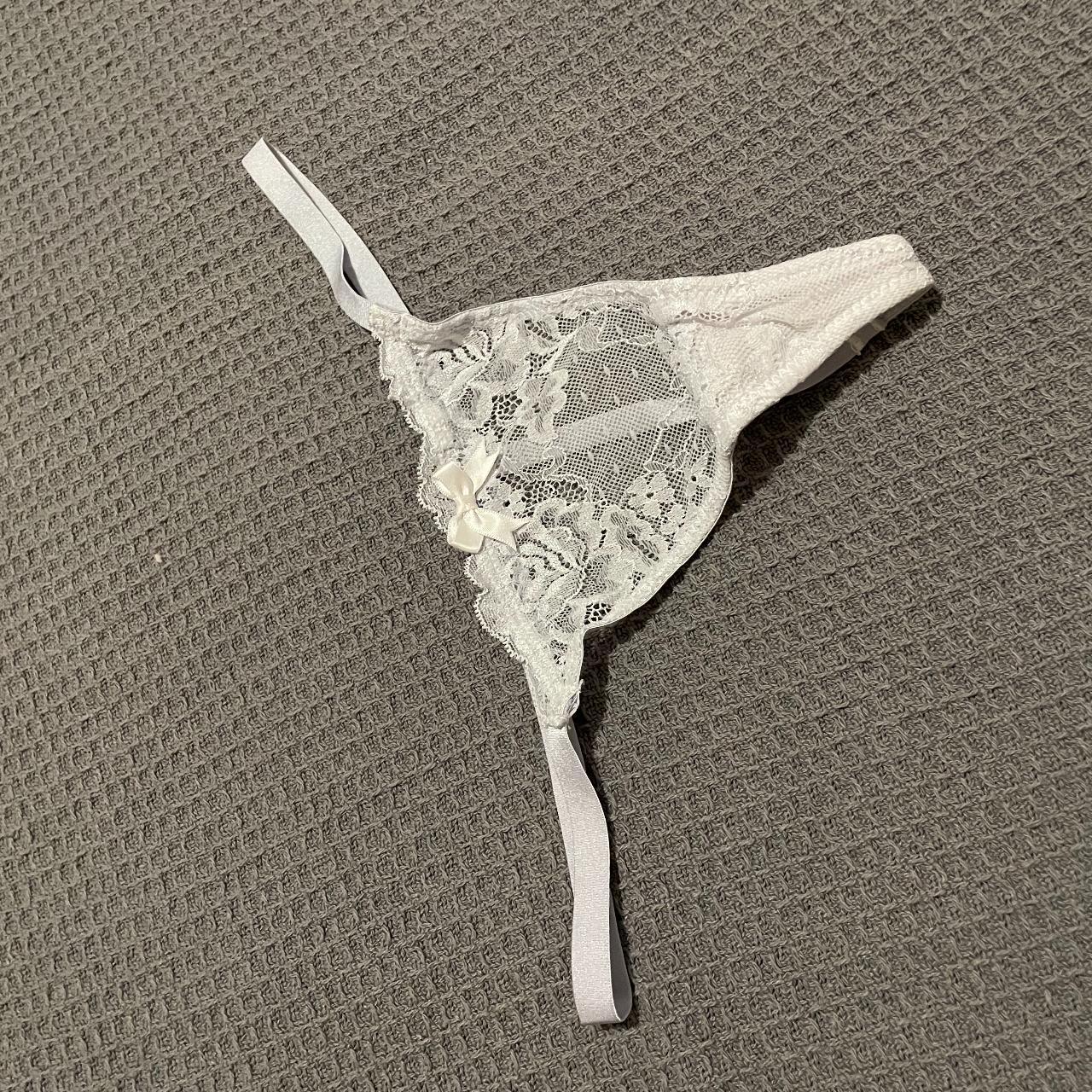 white lace g-string. worn a handful of times,... - Depop