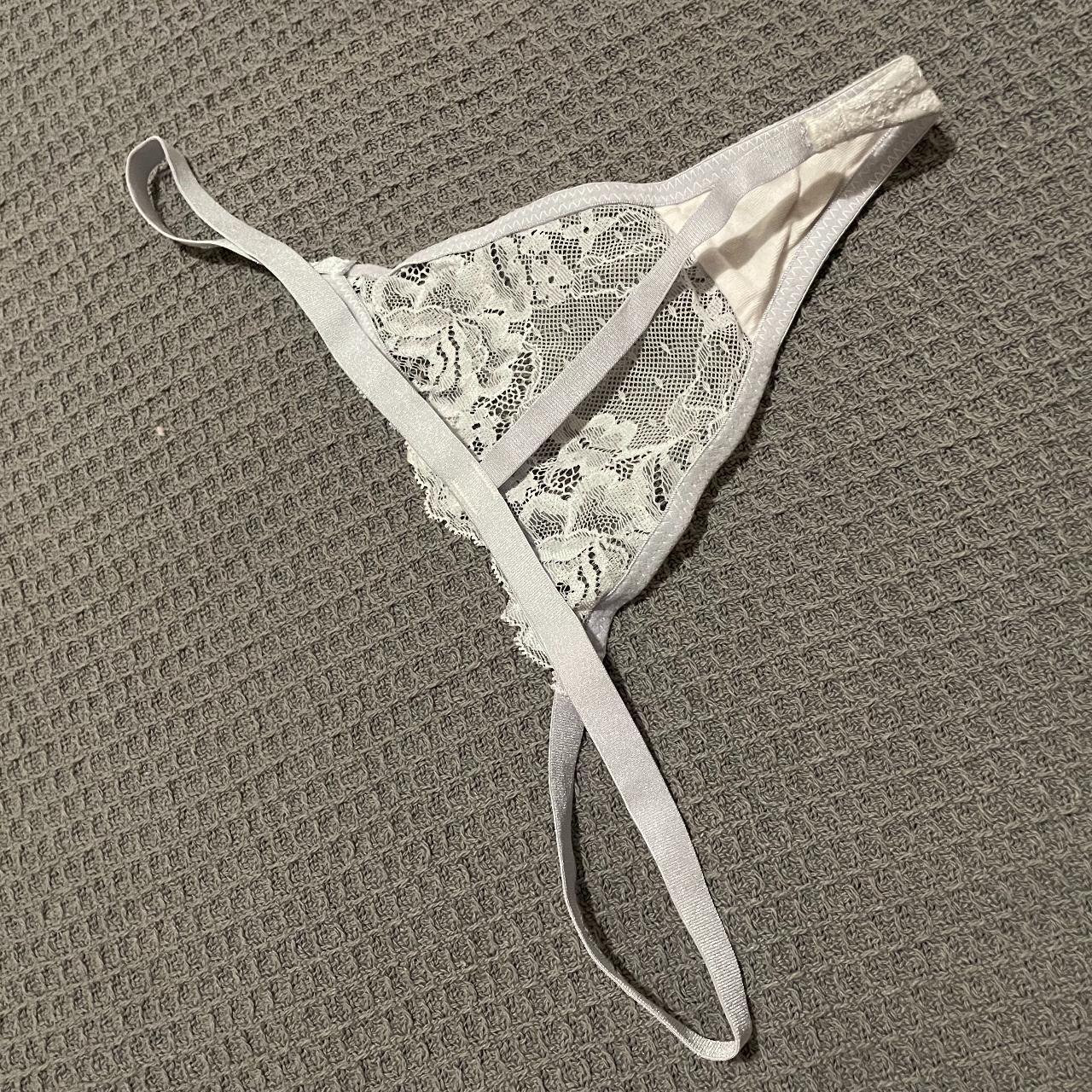 white lace g-string. worn a handful of times,... - Depop