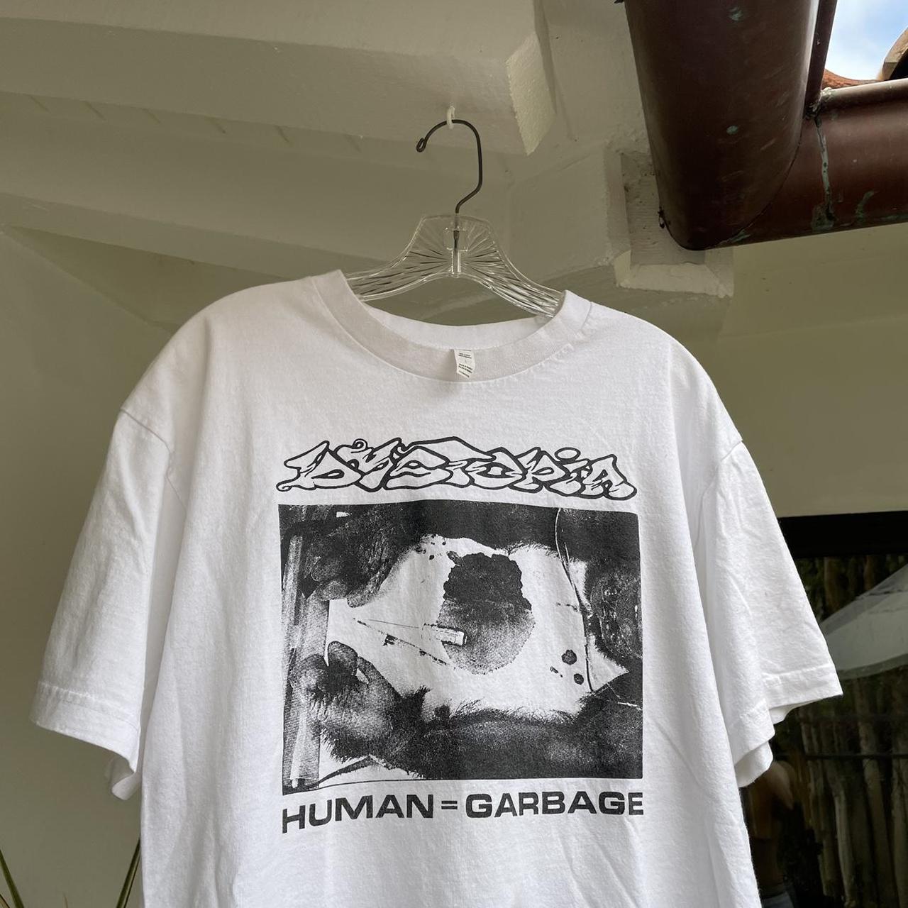 Used Dystopia Human = Garbage Shirt Has some faint... - Depop