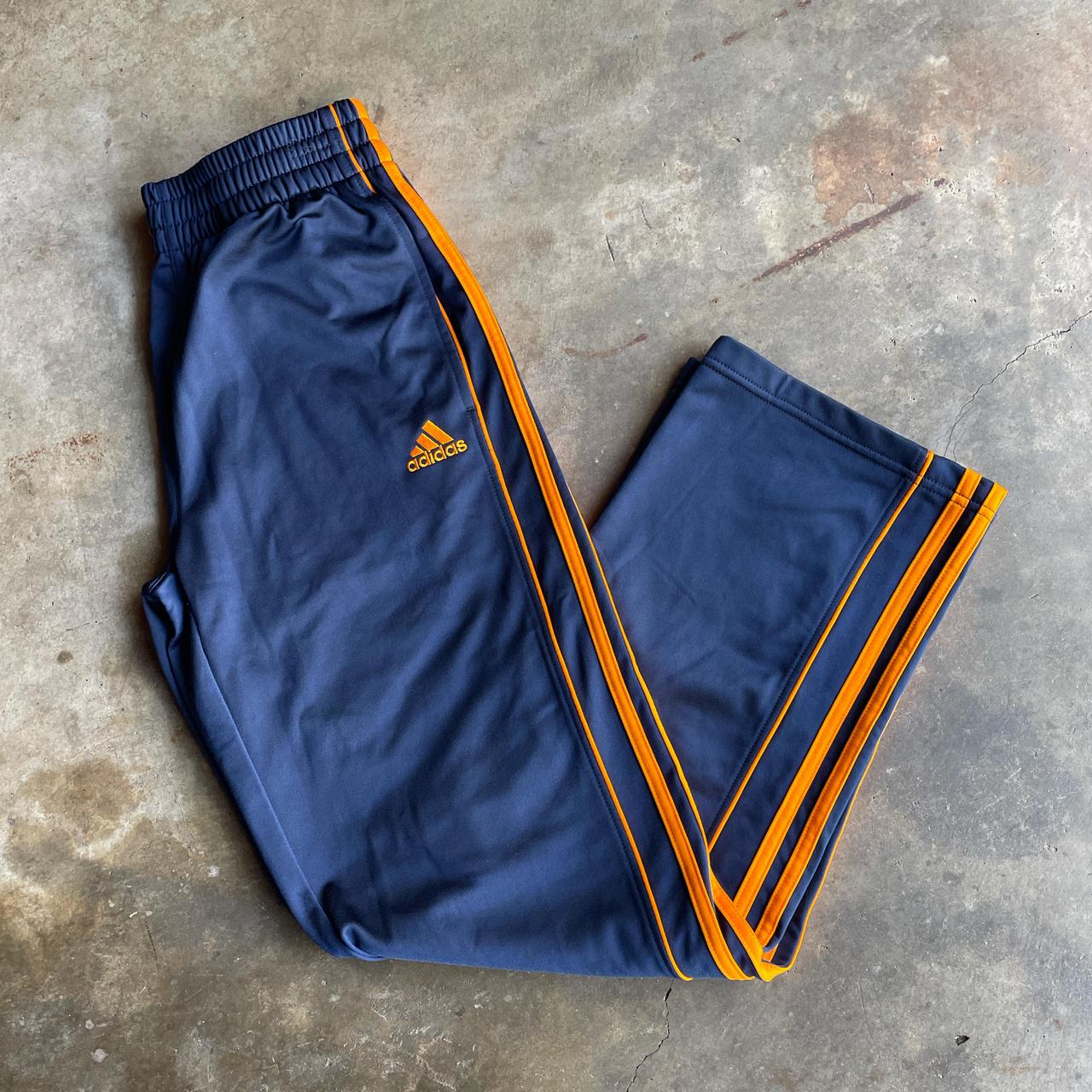 Adidas Striped Navy Orange Track Pants In good... | Depop