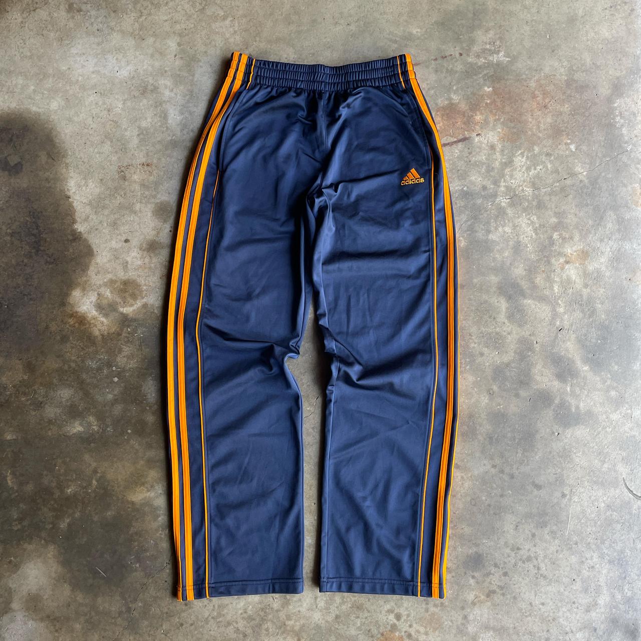 Adidas Striped Navy Orange Track Pants In good... | Depop