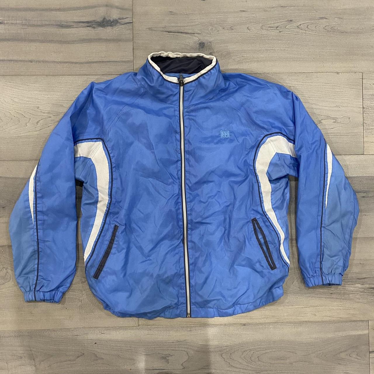 00’s Wilson Blue/White Windbreaker Size L - Depop