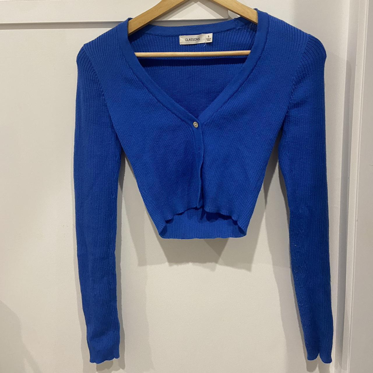 Blue button up cardigan Glassons size 6 - Depop