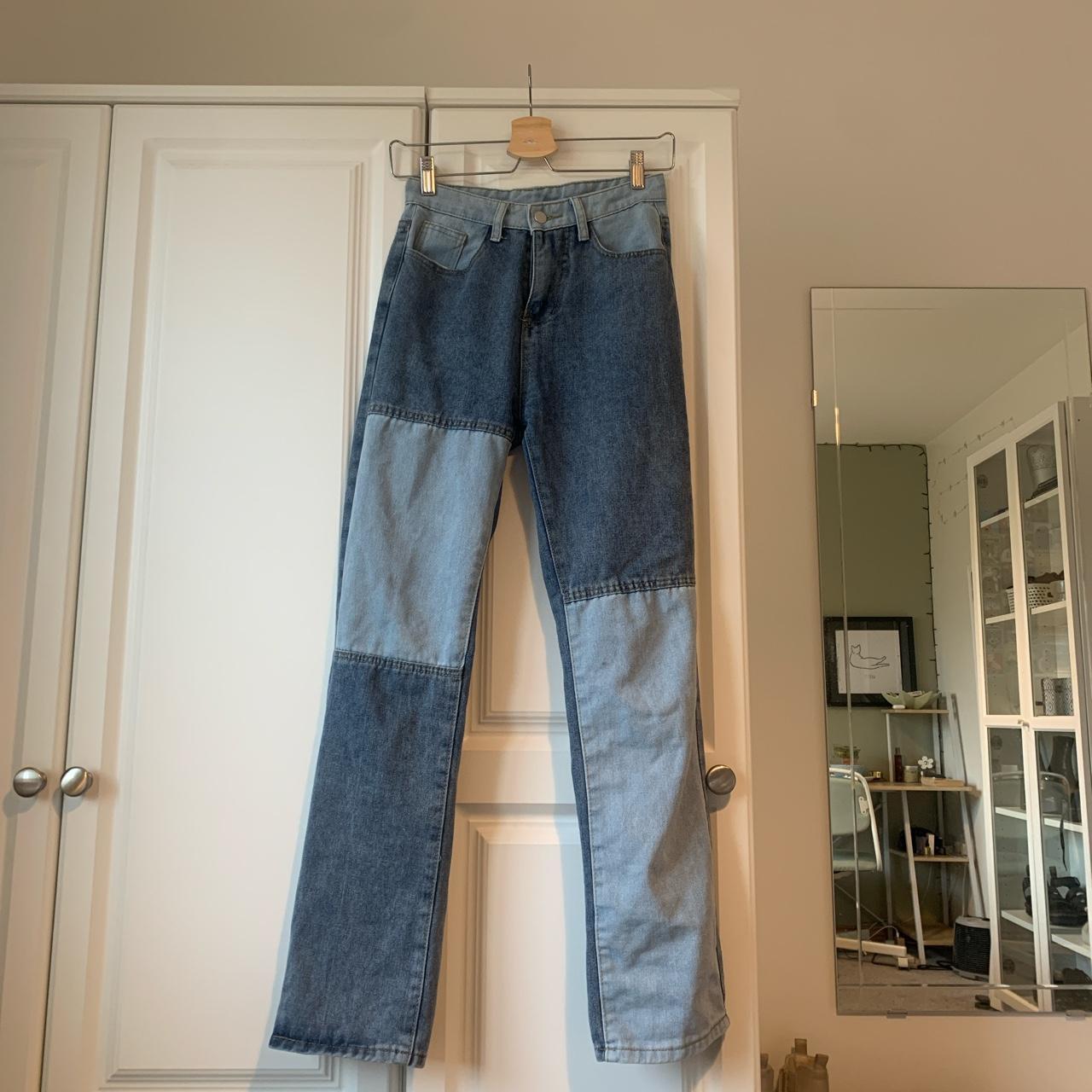 Shein patchwork mom jeans •In perfect condition... - Depop