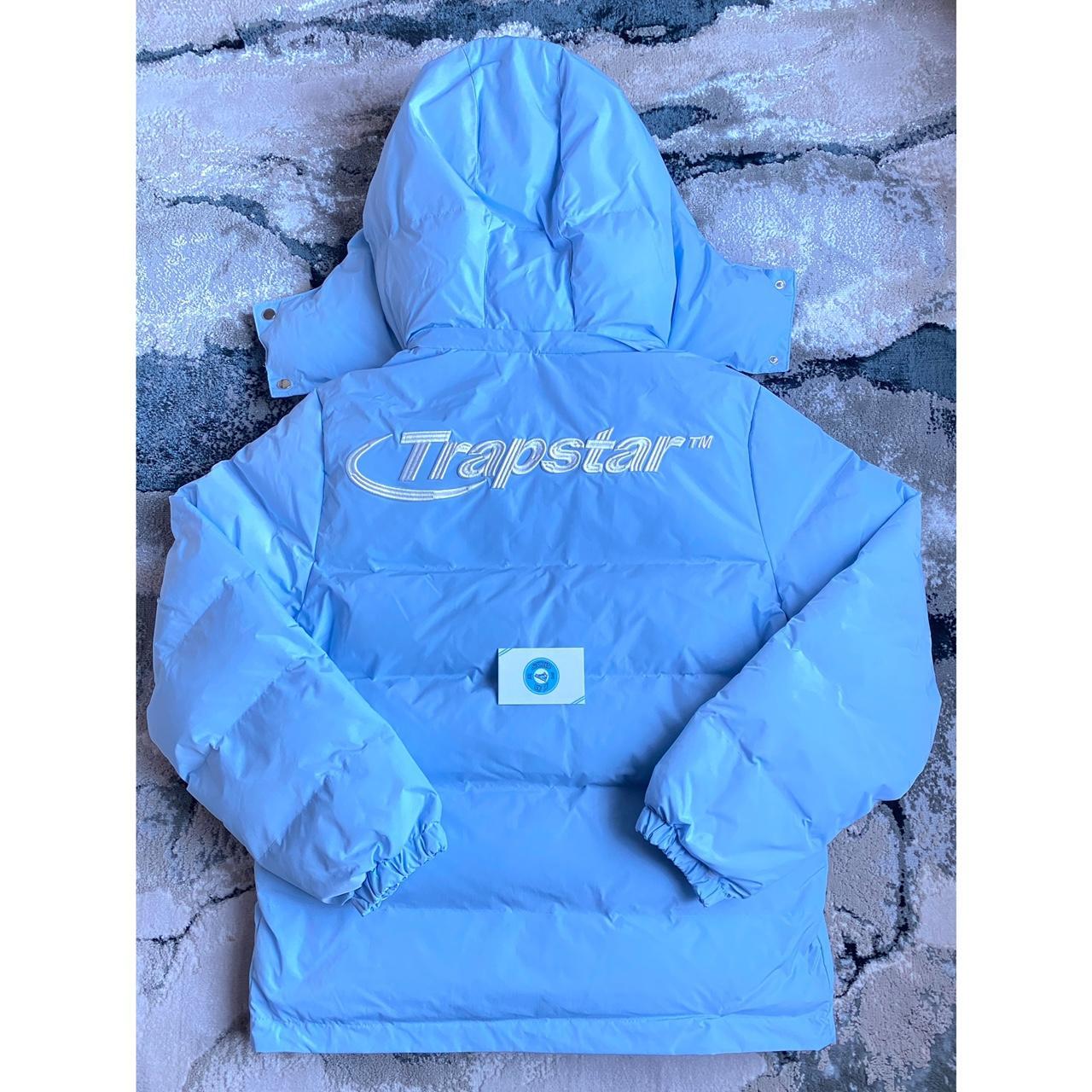 Trapstar Hyperdrive Hooded Puffer Jacket - Ice... - Depop
