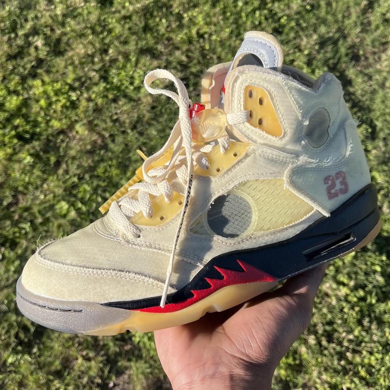 Nike off white Jordan 5 Sail Sz9 clean with og... - Depop