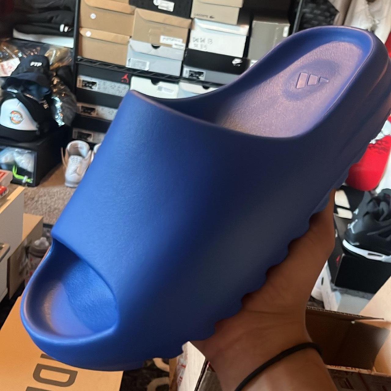 Yeezy Men's Blue Slides | Depop