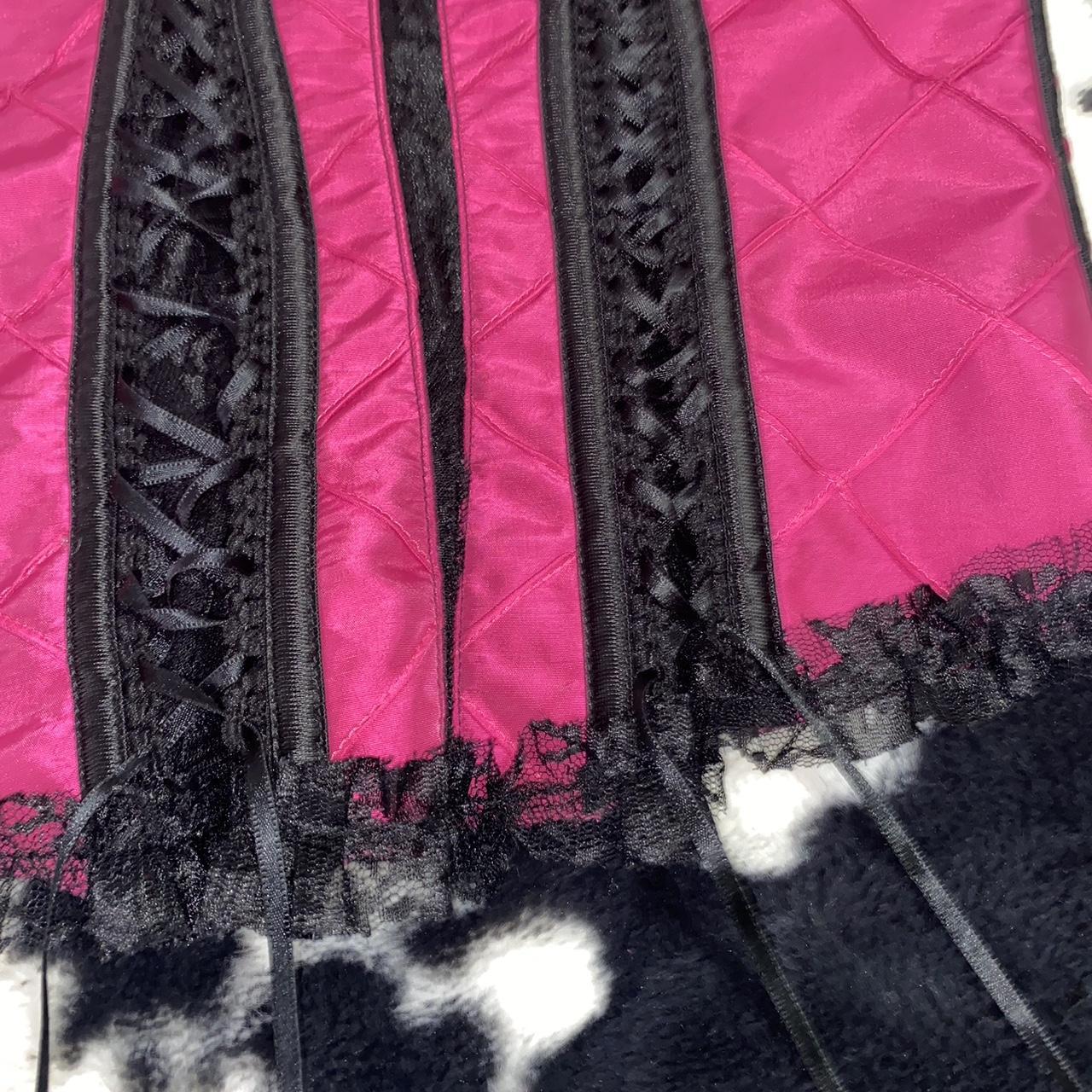 Pink And Black Corset Top With Lace Trim Fits A Size Depop