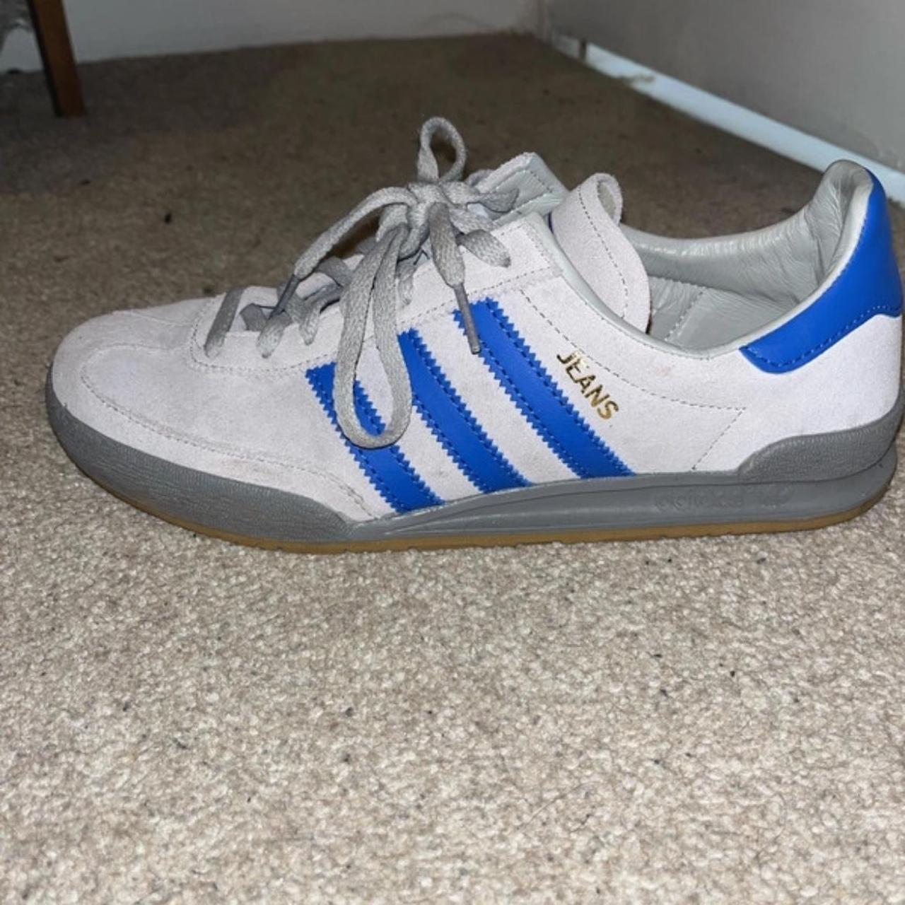 Grey + Blue adidas JEANS shoes Size 7 mens - Depop