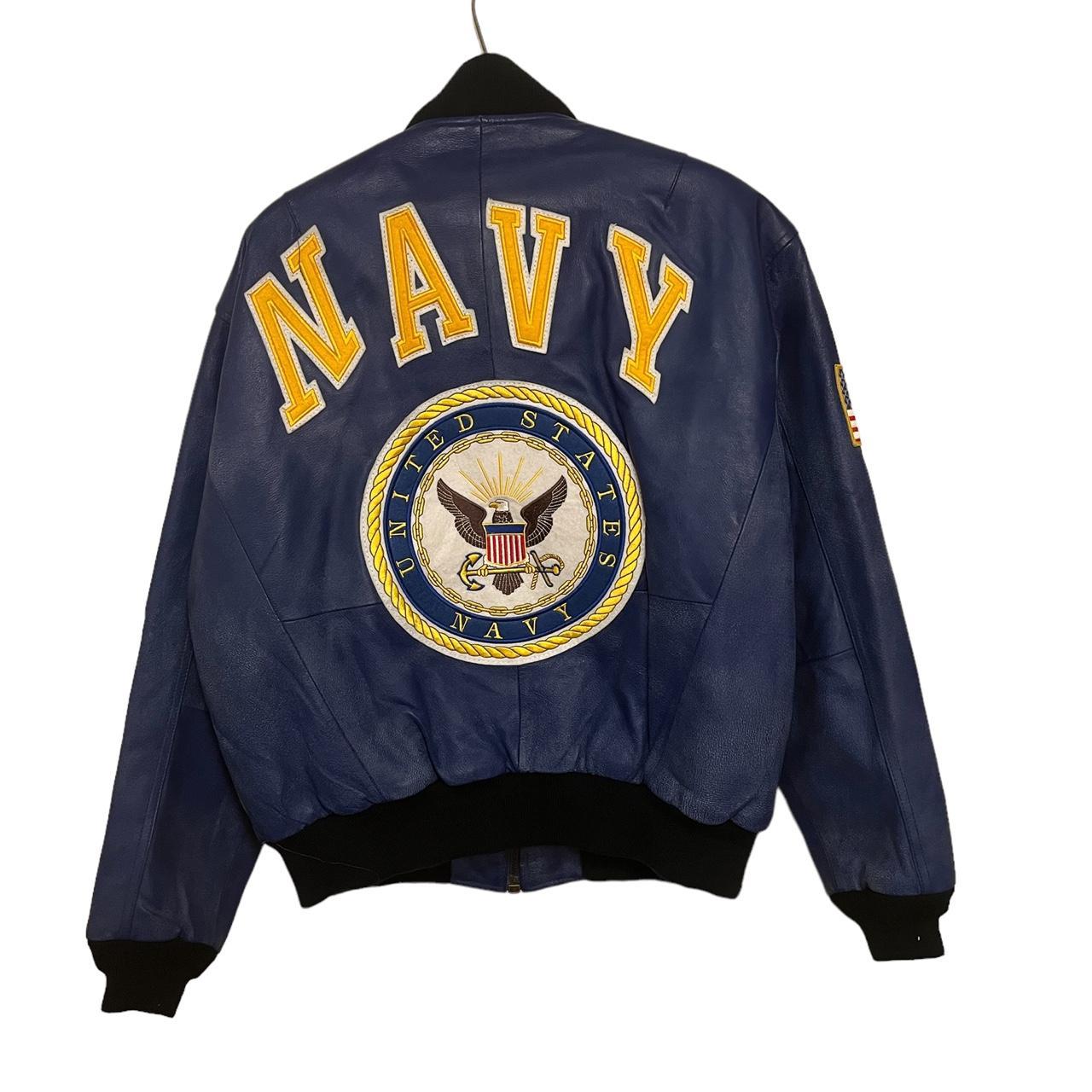 Vintage United States Navy leather bomber jacket ... - Depop