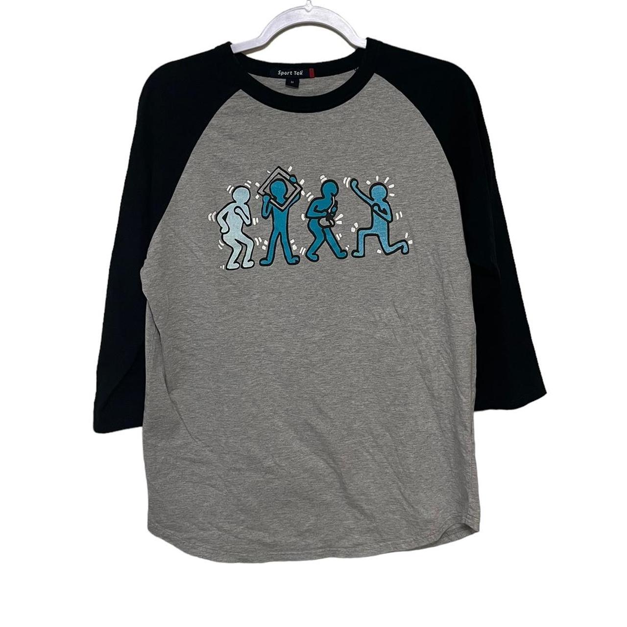 Vintage late 90s Keith Haring art ringer tee shirt... - Depop