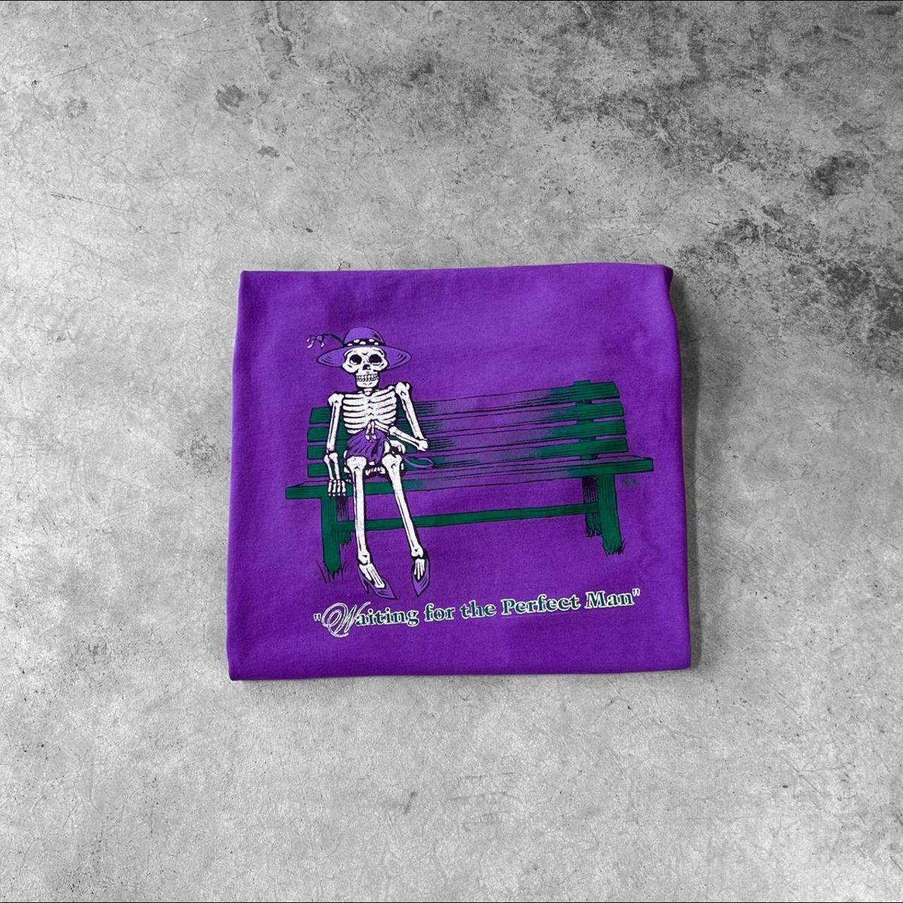 Vintage 90’e Purple Skeleton Skull “Waiting for the... - Depop