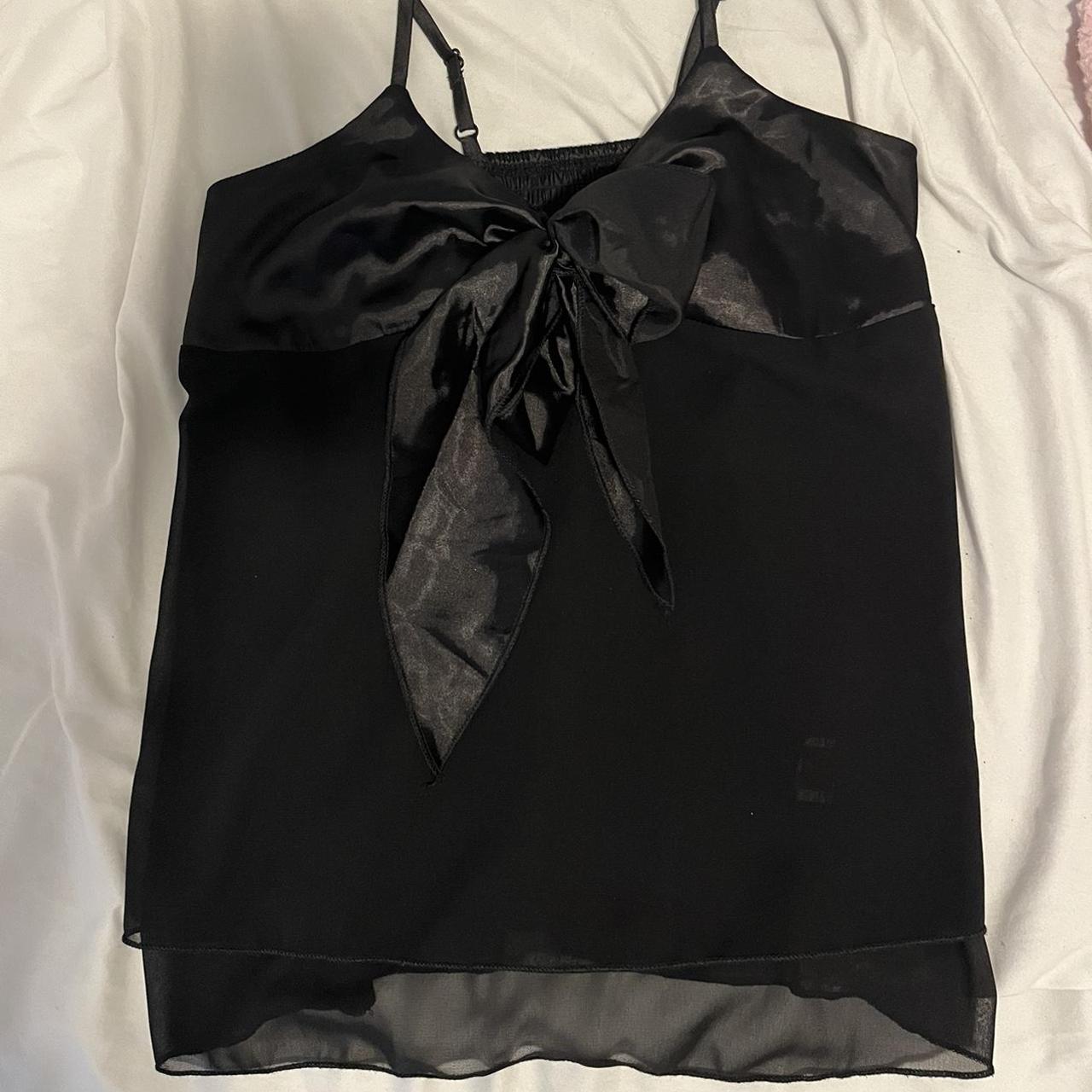 [depop payments only] mesh layered bow front... | Depop