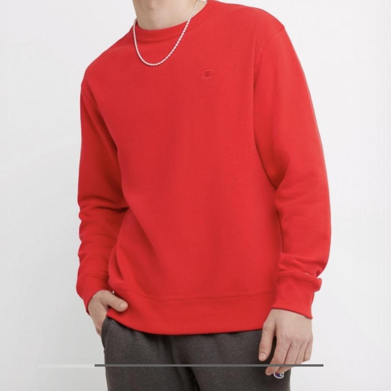 Red champion sweatshirt Unisex - Depop