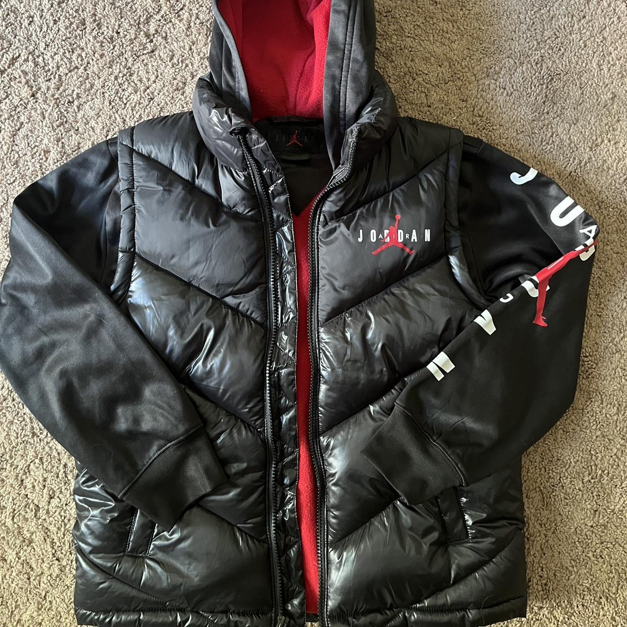 Jordan youth size medium zip up coat -perfect... - Depop