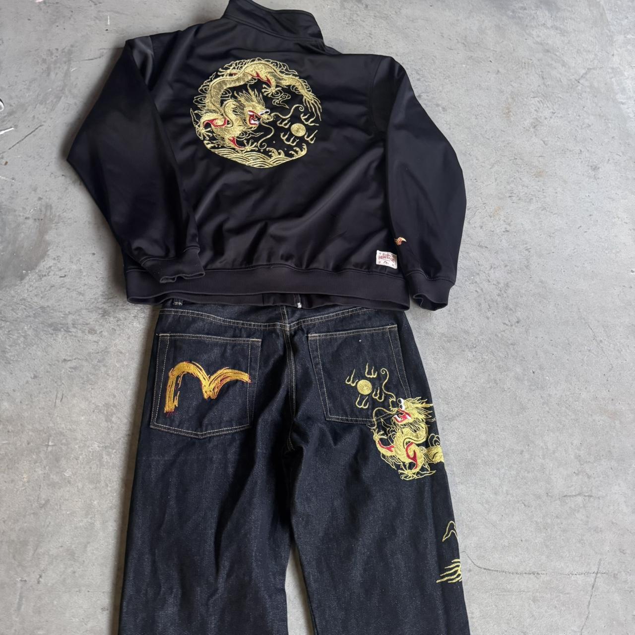 Insane Custom Made Dragon EVISU Jeans and Jacket... | Depop