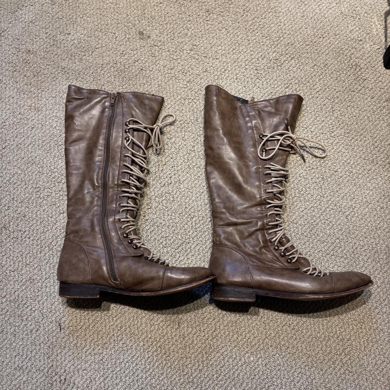 Yoki brand lace up boots. Thrifted but never worn, I... - Depop