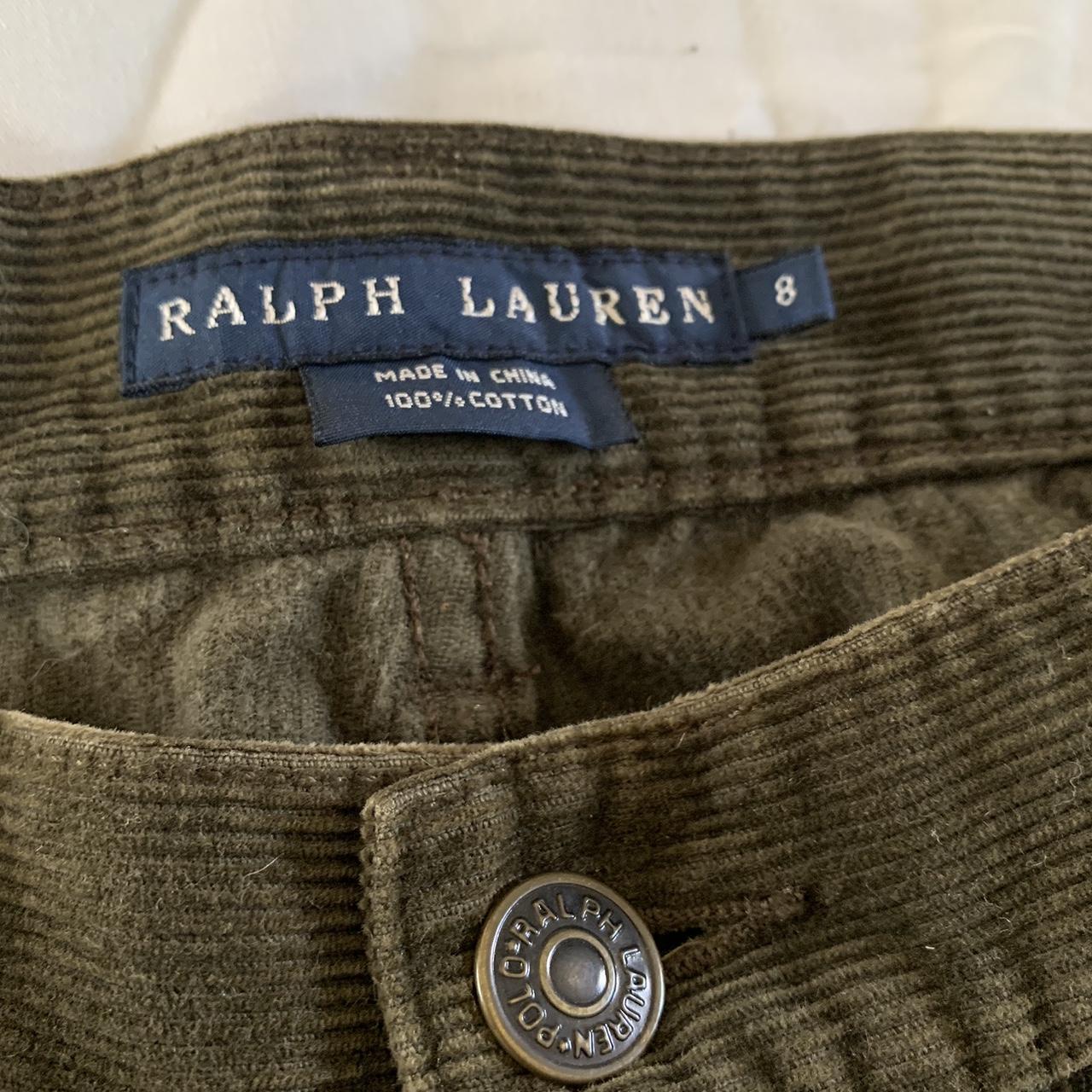 low rise green corduroy ralph lauren straight leg... - Depop