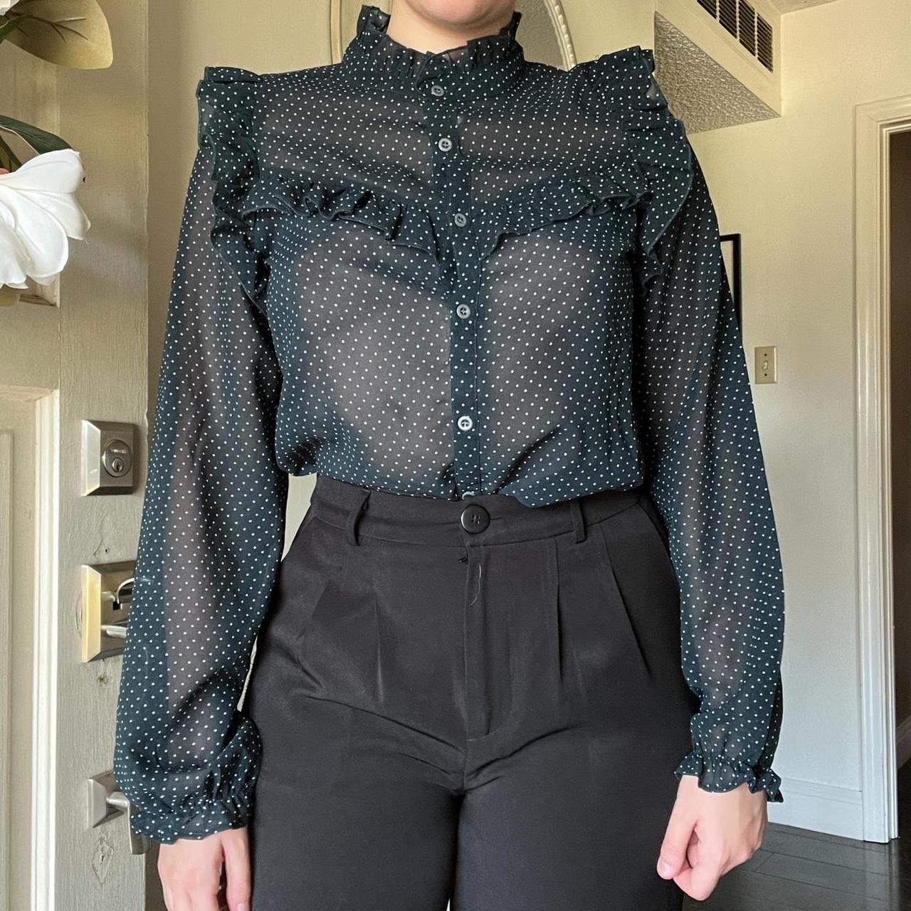 Dark Green Button Shirt Beautiful ruffle shirt with... - Depop