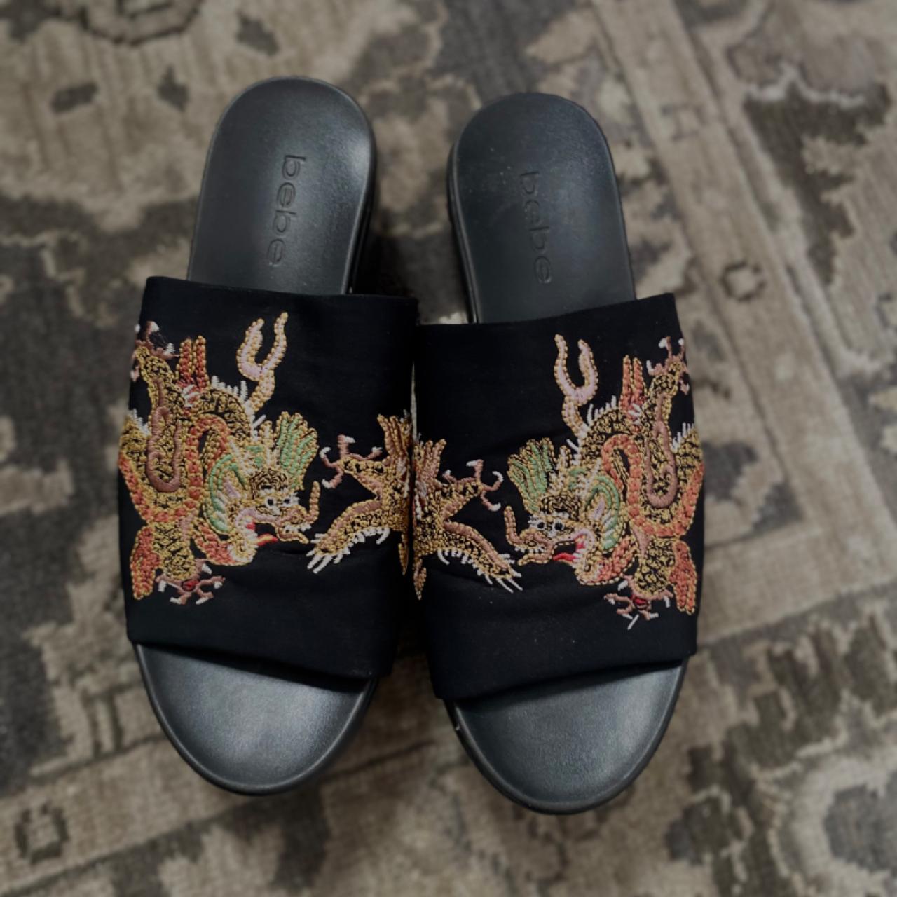 Vintage 90s Bebe platform sandals with dragon... - Depop