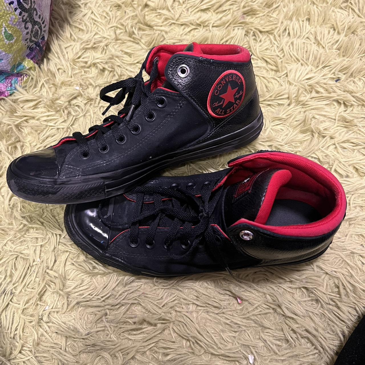 Black and red vintage converse. - Depop