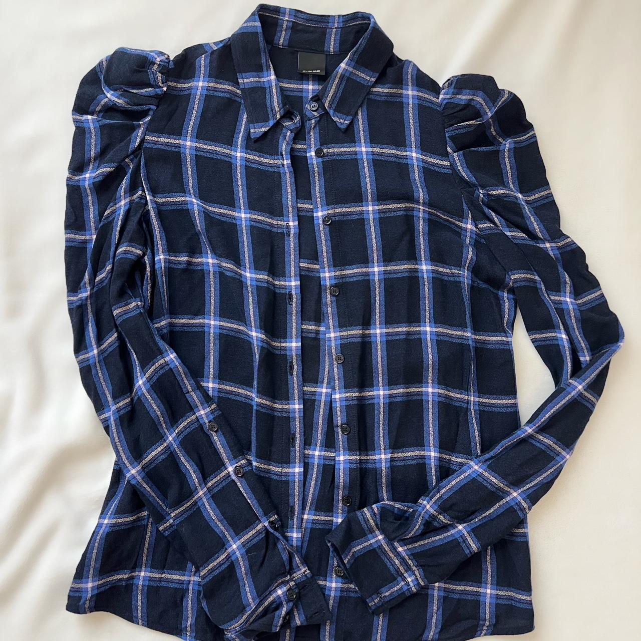 Blue Plaid Flannel from Pinko Balloon... - Depop