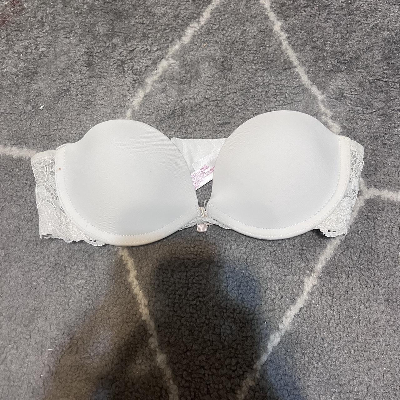 32A white strapless lace bra Shows some signs of... - Depop