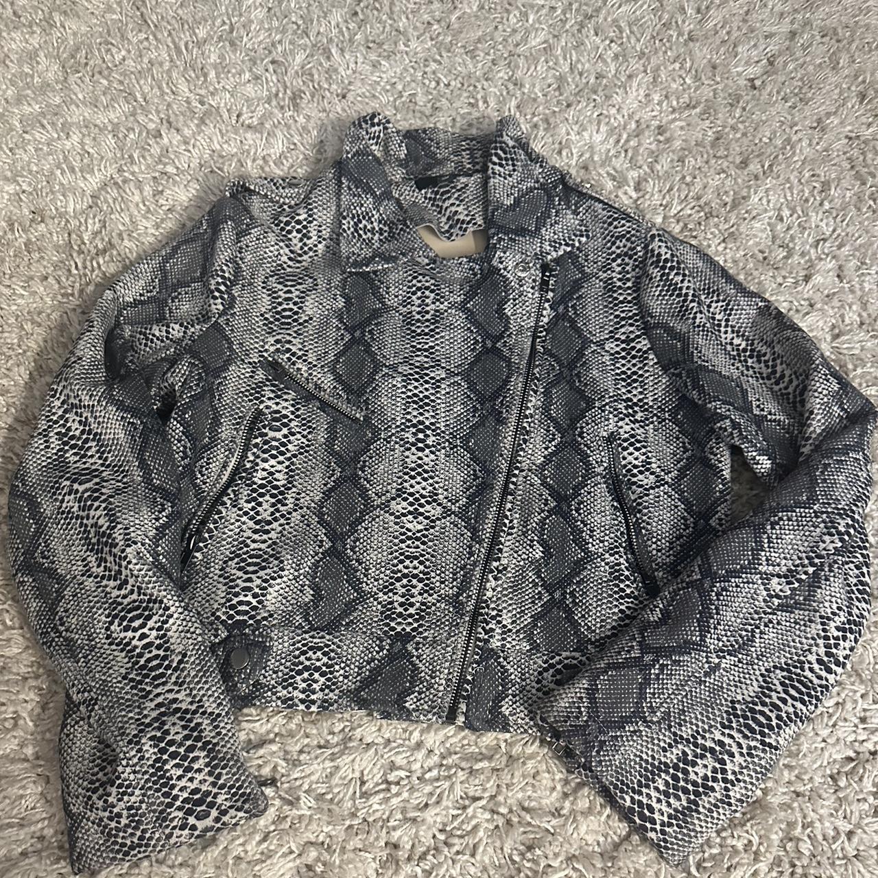 Grey snake skin Moto jacket 🤍🖤 a perfect outer layer... - Depop