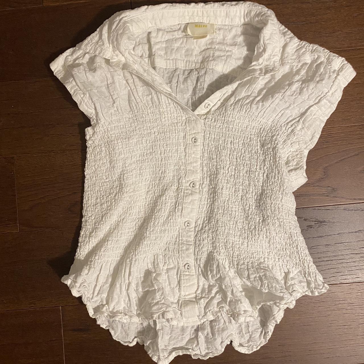 Unique white top ️ Size Large but can fit as medium... - Depop